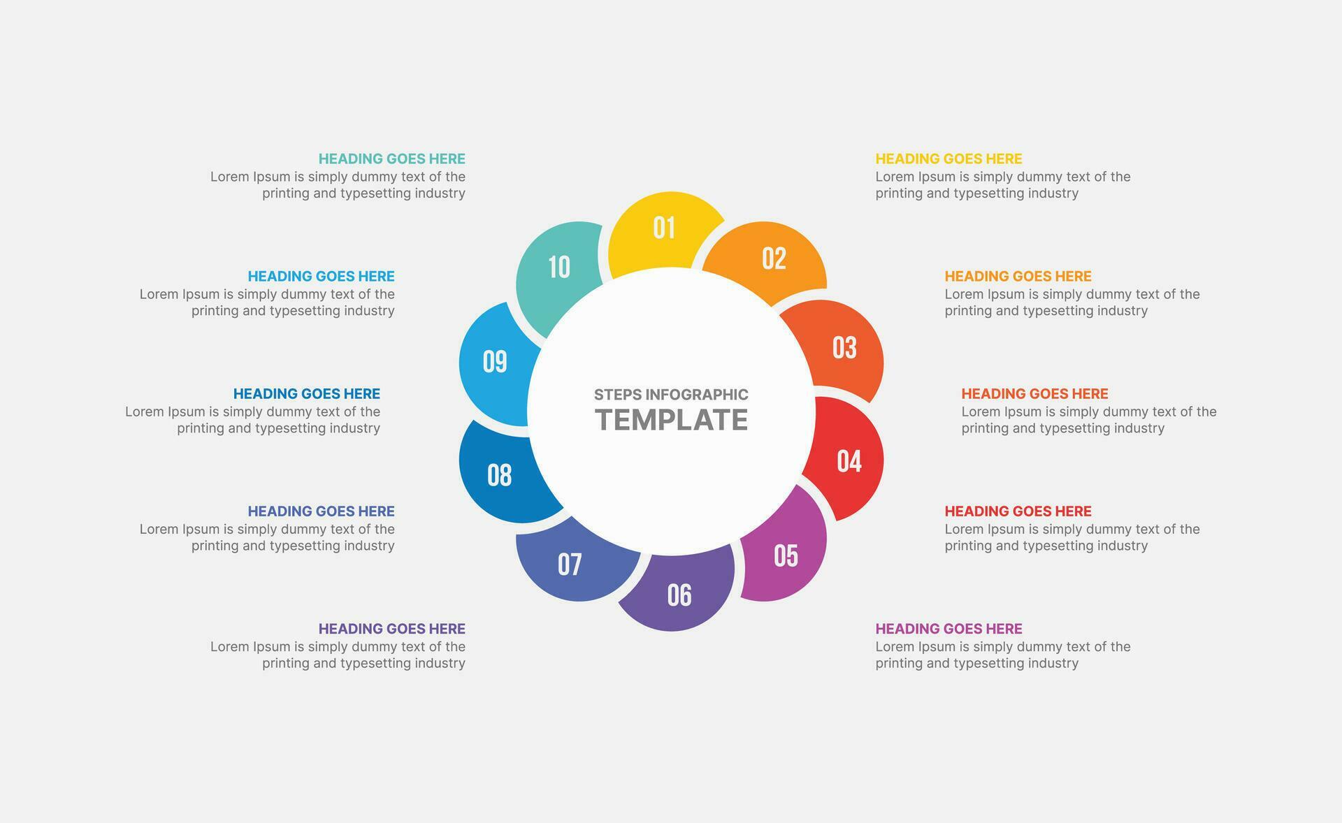 Circle Infographic Template Design With 10 Steps, Process Workflow ...