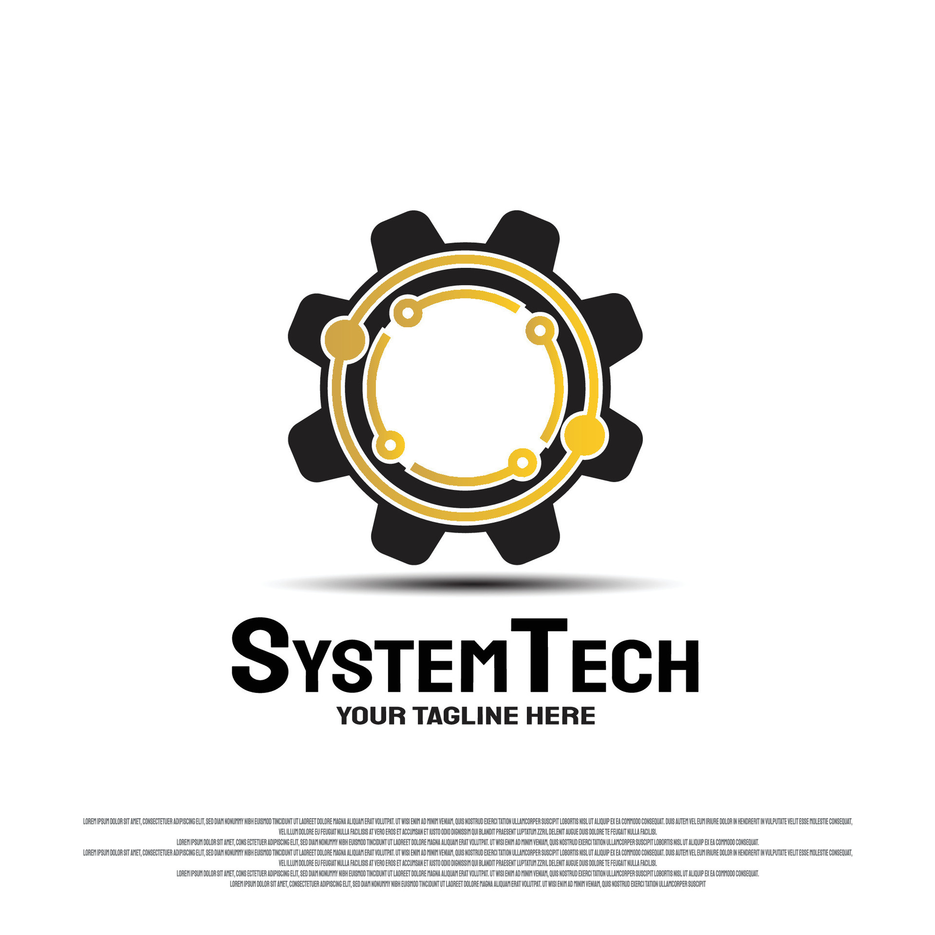 Technology system logo design with the concept of gears and circuit ...