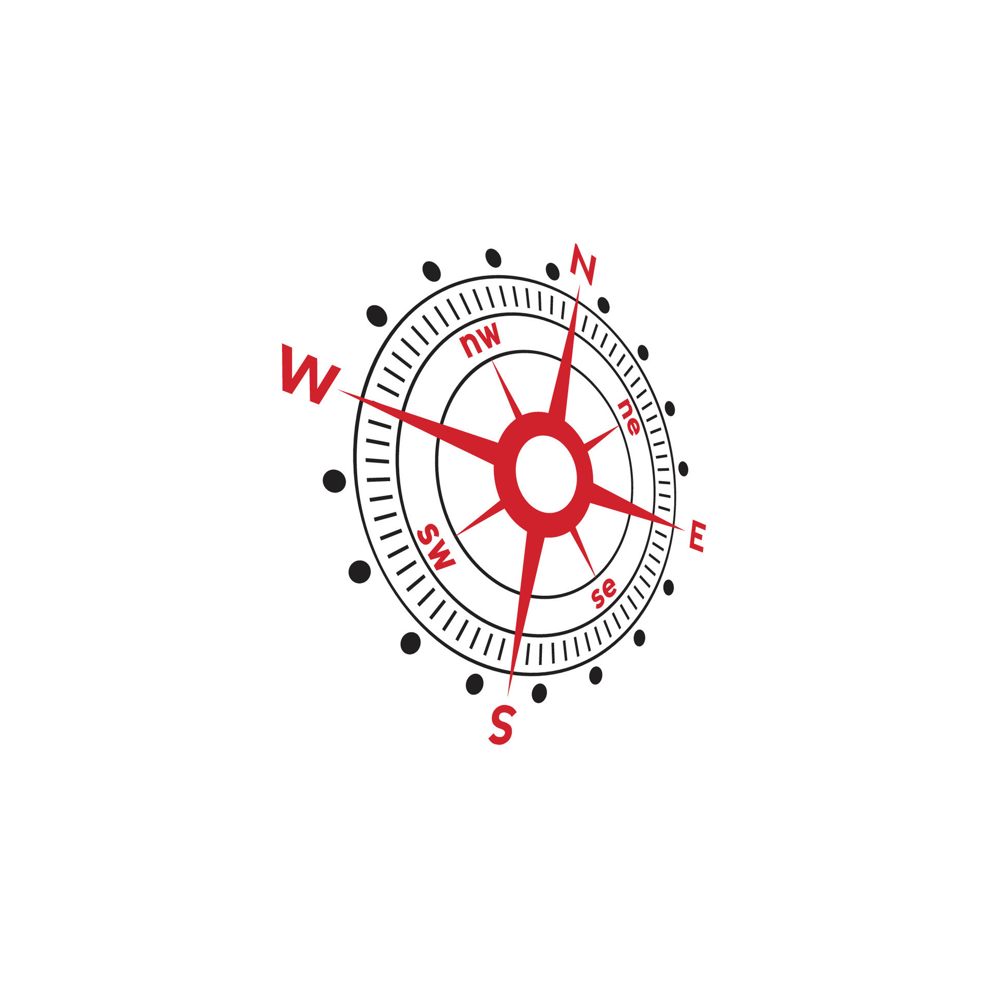 Compass Logo Design Pointer North South East West Compass Symbol Direction Sign Vector