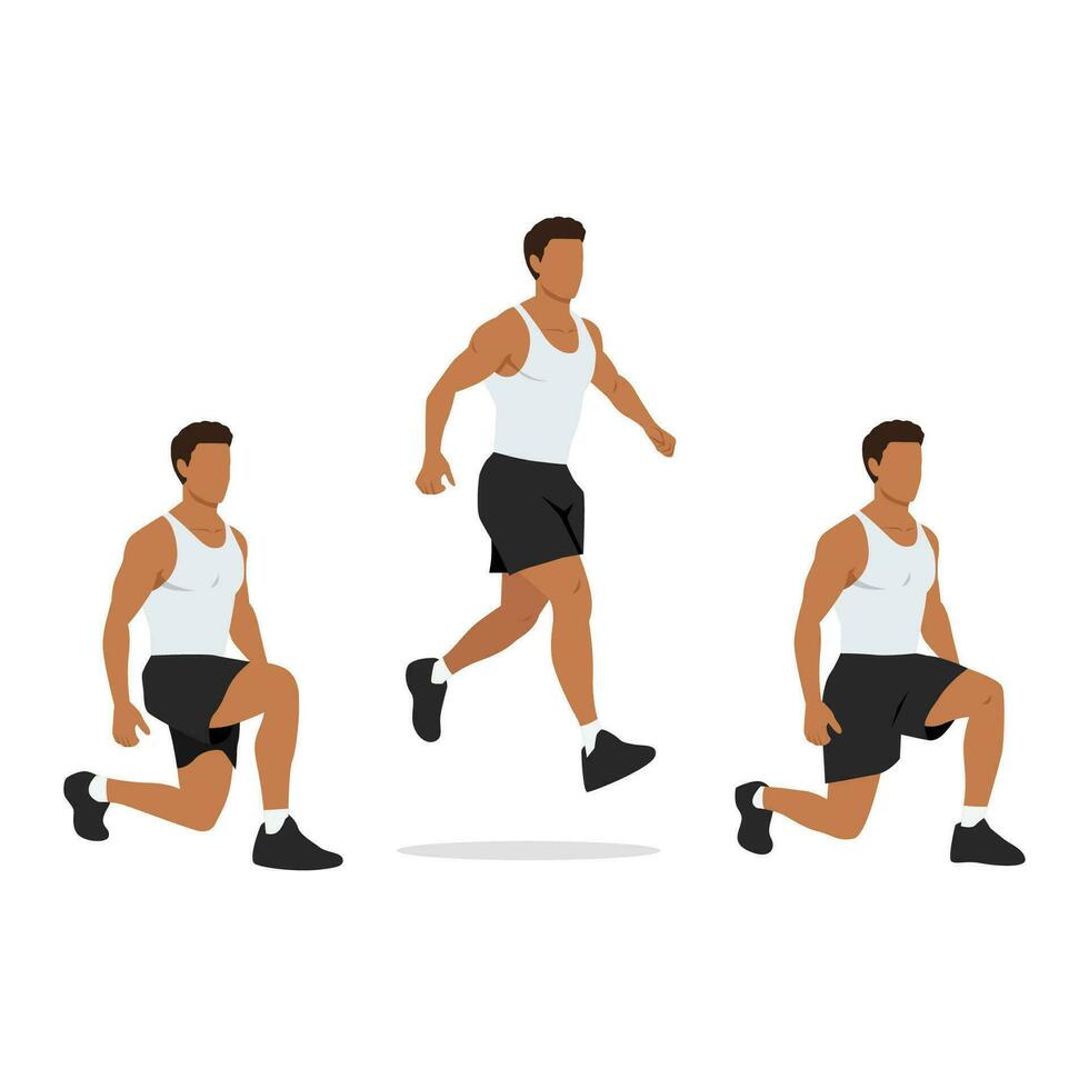 Man Doing Split Alternating Squat Jumps Exercise 26751812 Vector Art At Vecteezy