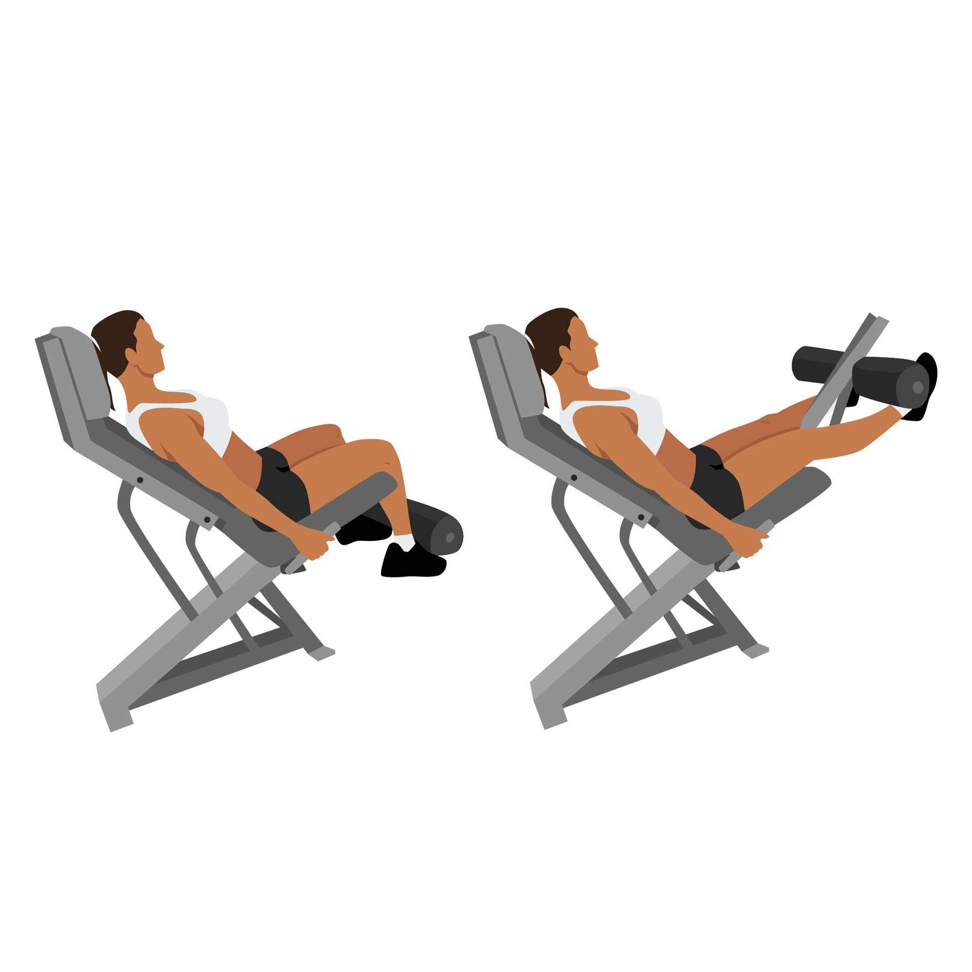 Woman Doing Seated Machine Leg Extensions Exercise 26751847 Vector Art At Vecteezy