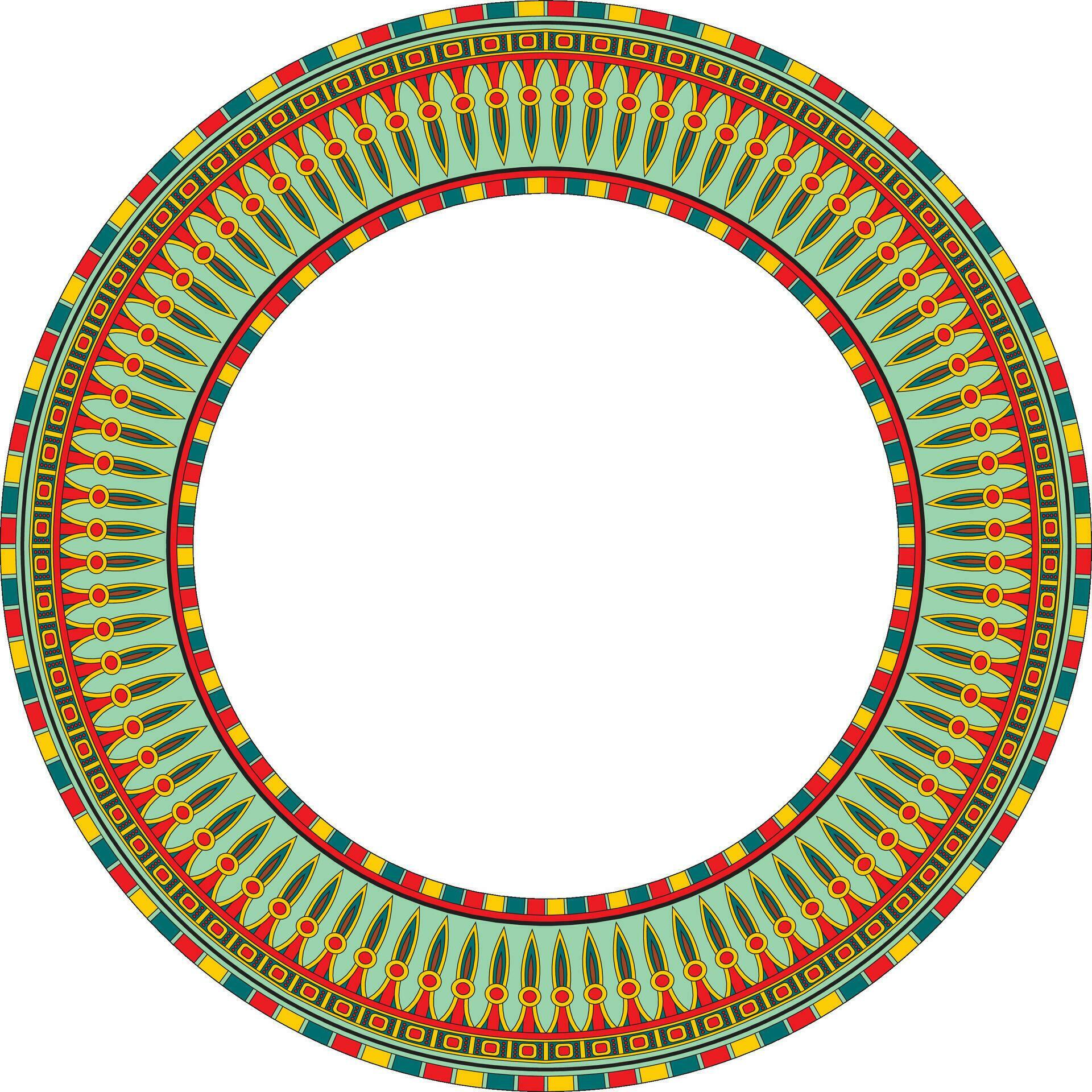 Vector colored round ornament of ancient Egypt. Circle Border, frame in ...