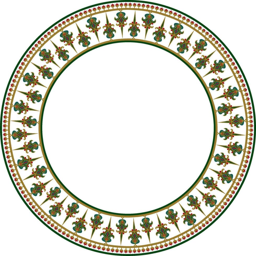 Vector Colorful Round Byzantine Ornament Circle Border Frame Of