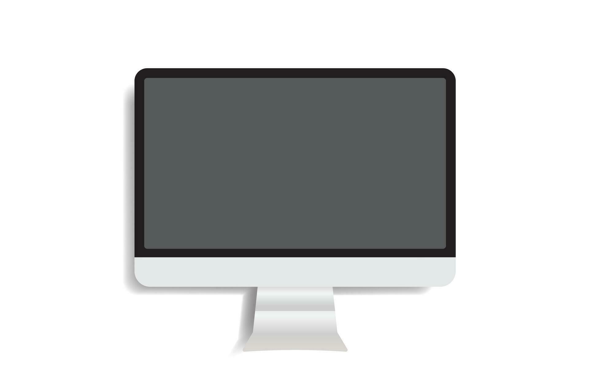 Realistic Computer Monitor Display with a blank screen on a white ...