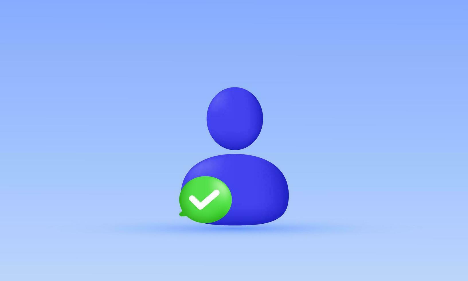 Illustration User Green Check Mark Sign Vector Icon 3d Symbols Isolated