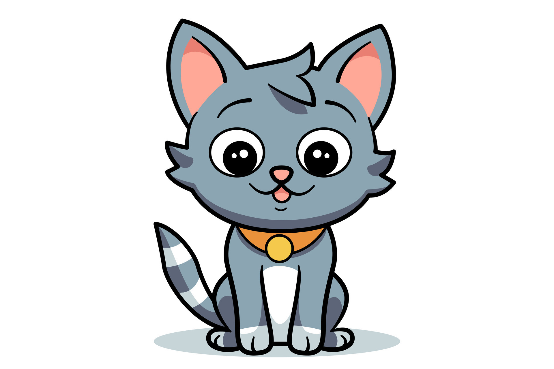 Cute Cat Clipart Vector Illustration Cartoon Kitten Icon And Logo