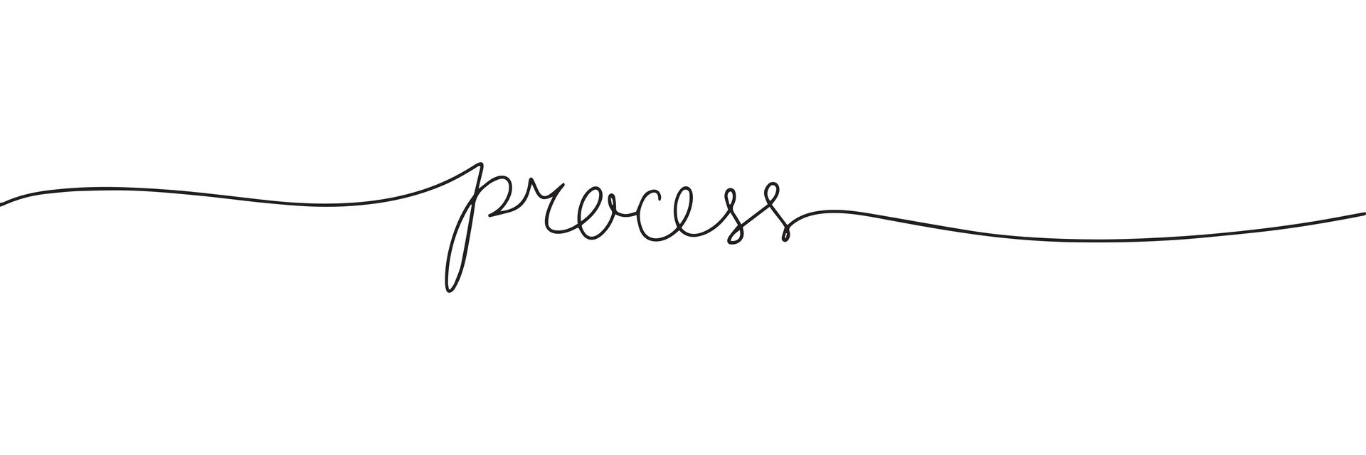 Process Word One Line Continuous Calligraphy Text Line Art