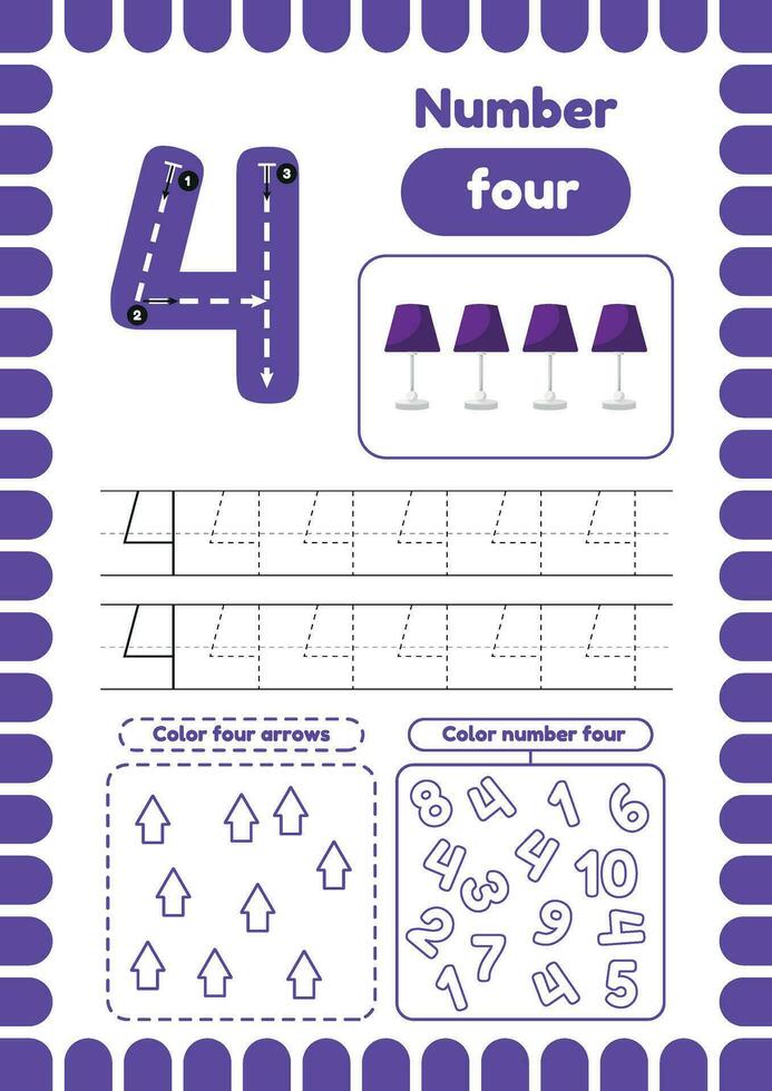 Number 4 Worksheets For Preschool Number Recognition Worksheets