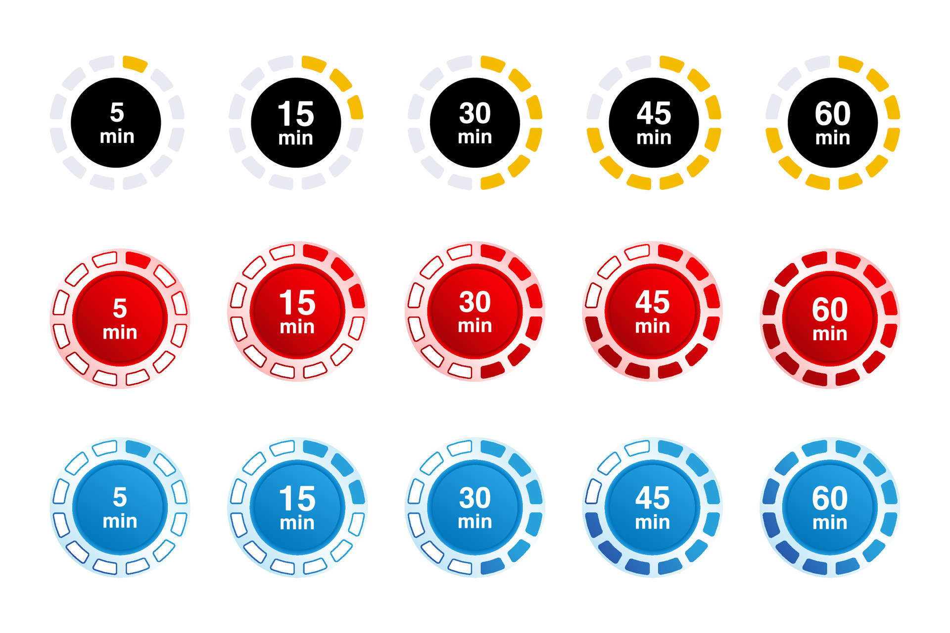 Timers Icon Set Timer And Stopwatch Icons Timer Collection Isolated Vector 26768144 Vector