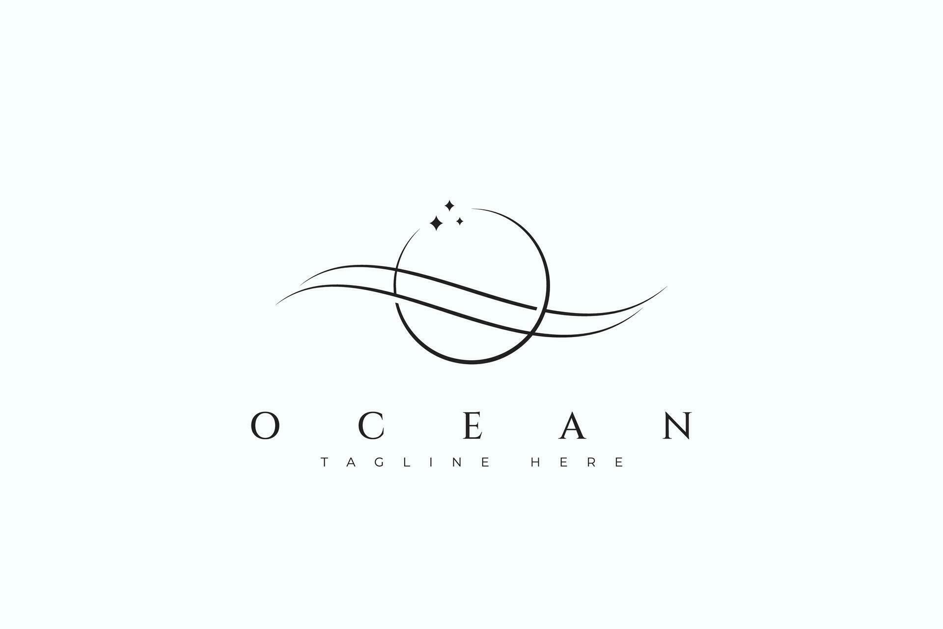 Wave of Ocean Eclipse Abstract Illustration Symbol Minimalist Concept ...