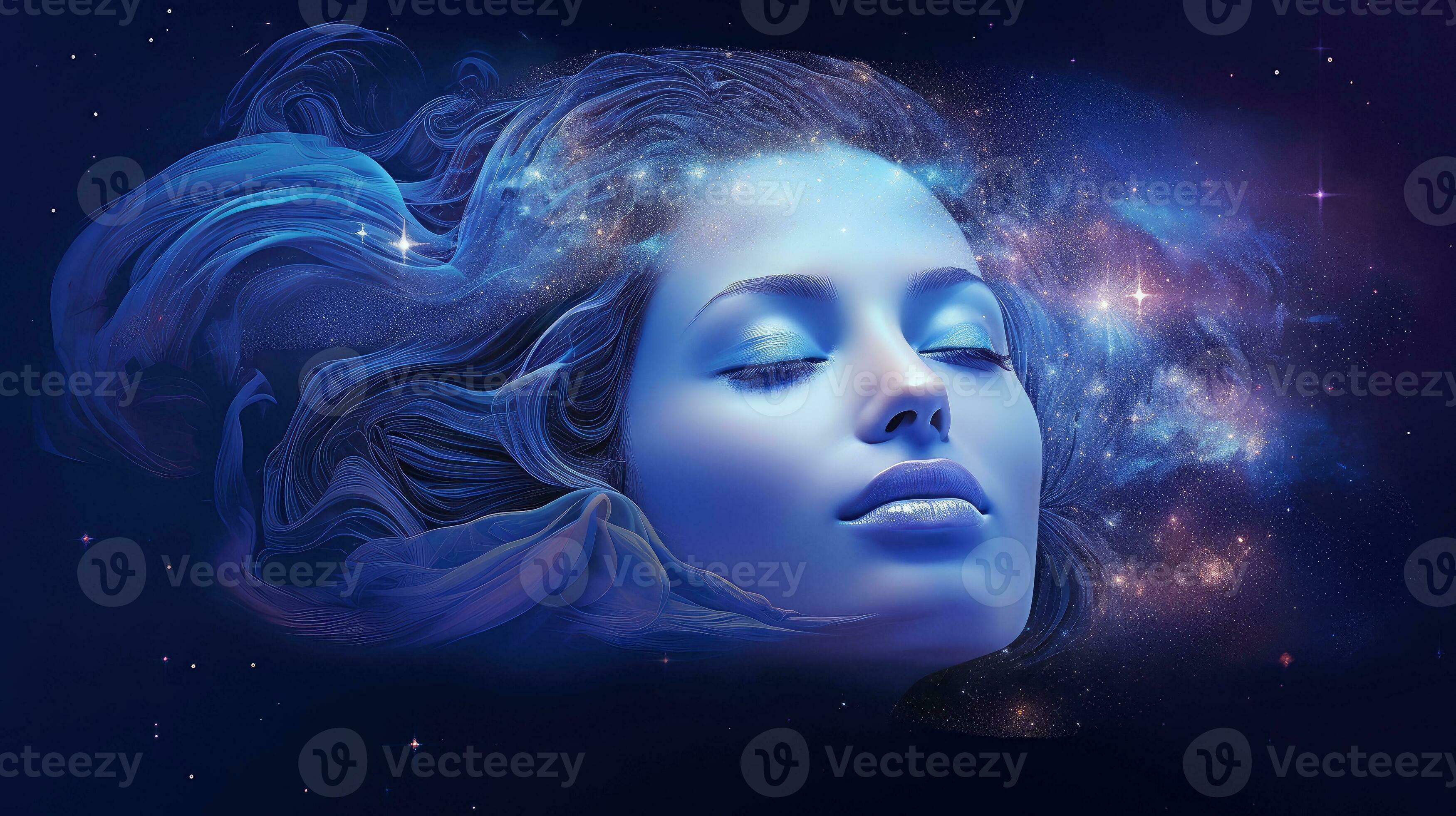 Illustration of woman sleeping and dreaming. Psychic girl considers ... Illustration of woman sleeping and dreaming. Psychic girl considers ...
