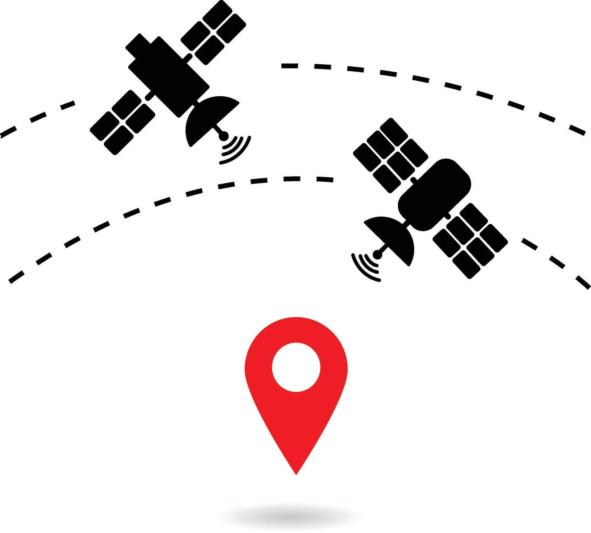 Satellite Gps Navigation Pictogram Vehicle Navigation Technology Broadcasting Vector