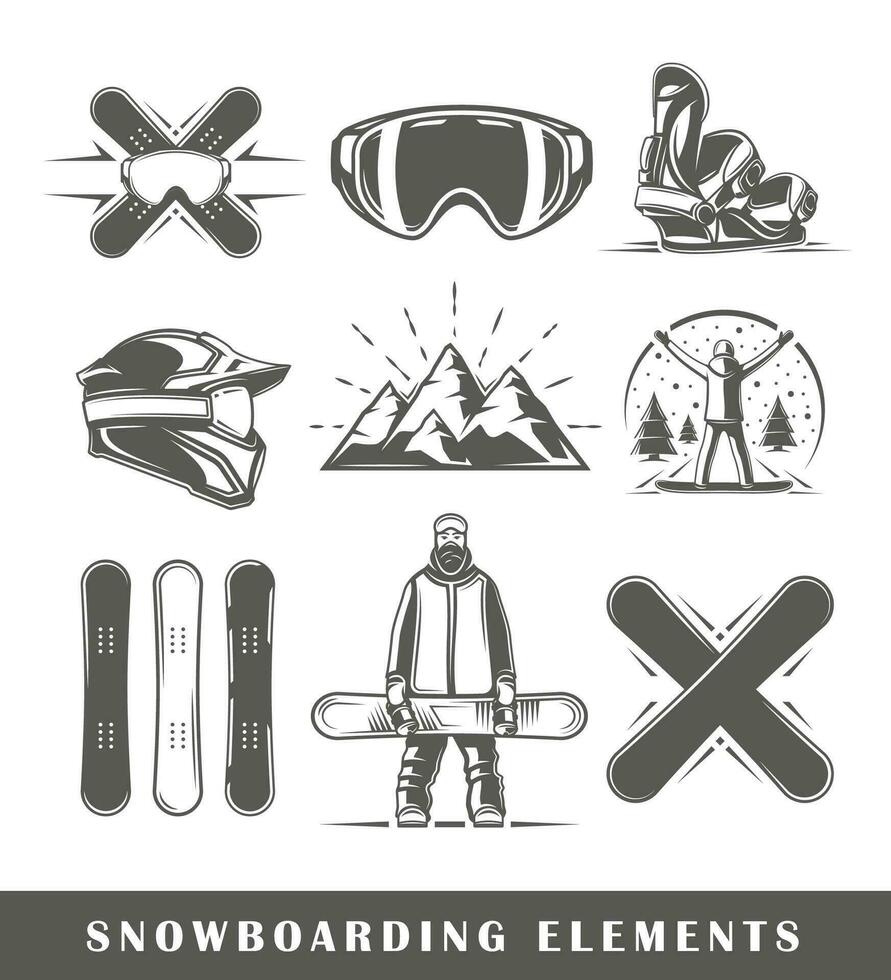 Set of vintage snowboarding labels 26774017 Vector Art at Vecteezy
