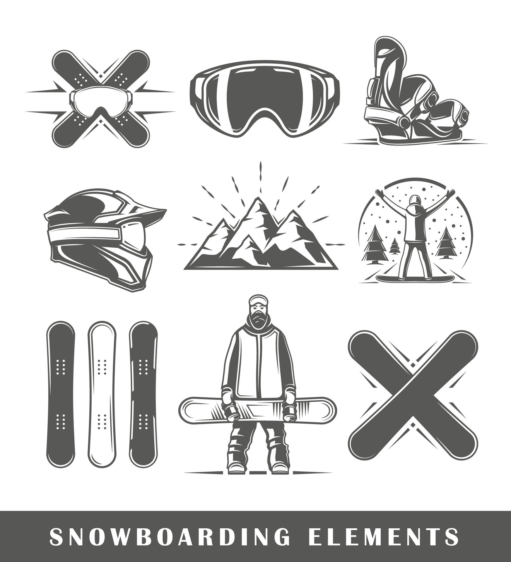Set of vintage snowboarding labels 26774017 Vector Art at Vecteezy