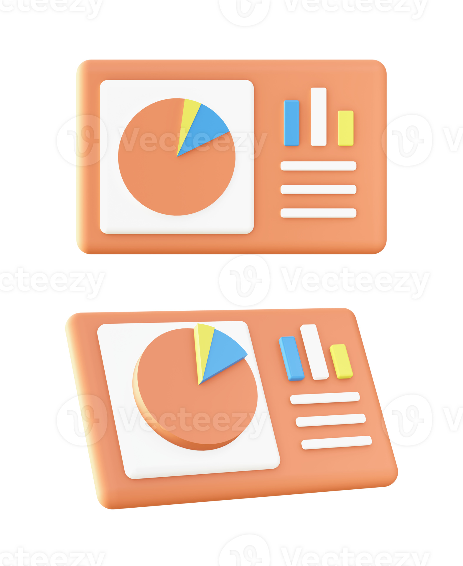 3d Orange Infographic Statistic Pie Chart Icon For Ui Ux Web Mobile Apps Social Media Ads Design