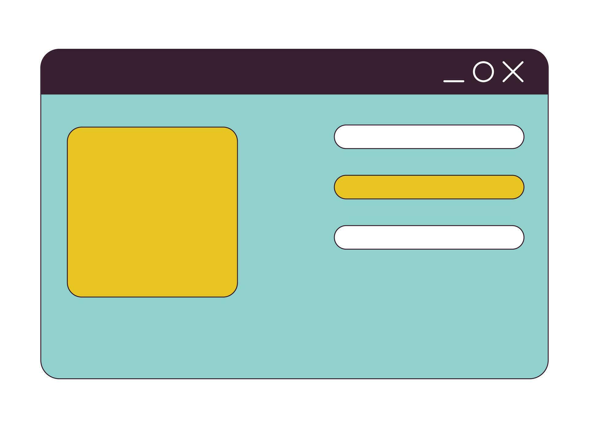 Browser Window Mockup Flat Line Color Isolated Vector Object Editable
