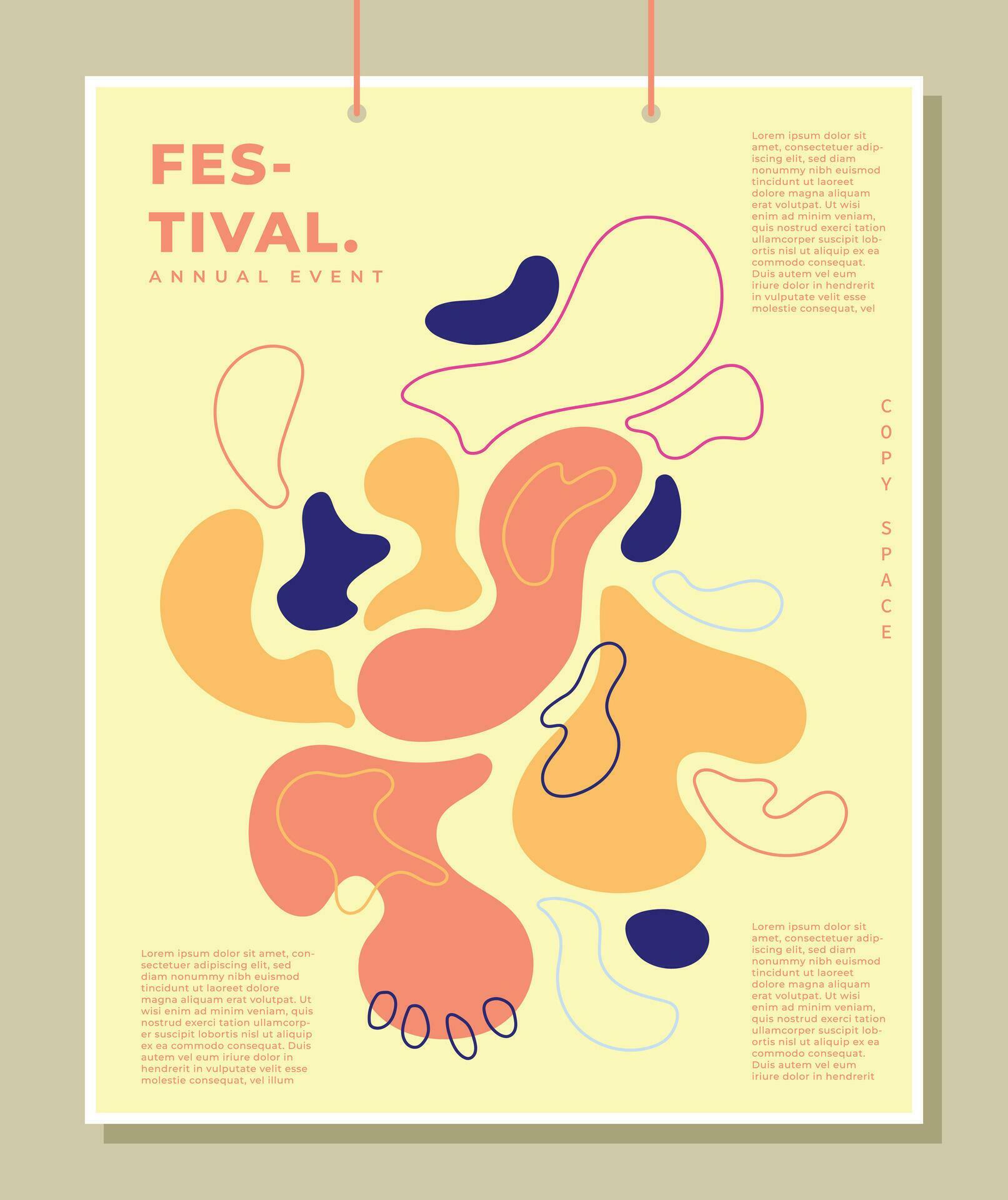 Abstract Fluid Blob Background Template Copy Space Vibrant Liquid Shape Flat Vector Backdrop