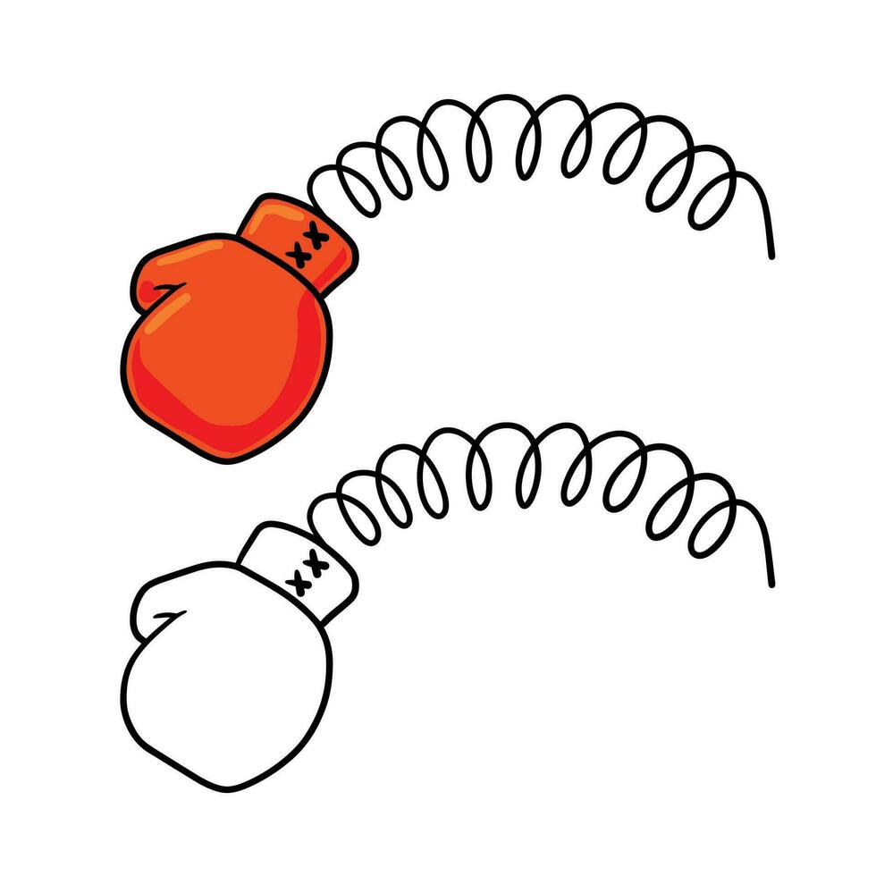 Boxing Glove On Spring Comedy Joke Illustration Funny Prank Punch Cartoon Illustration