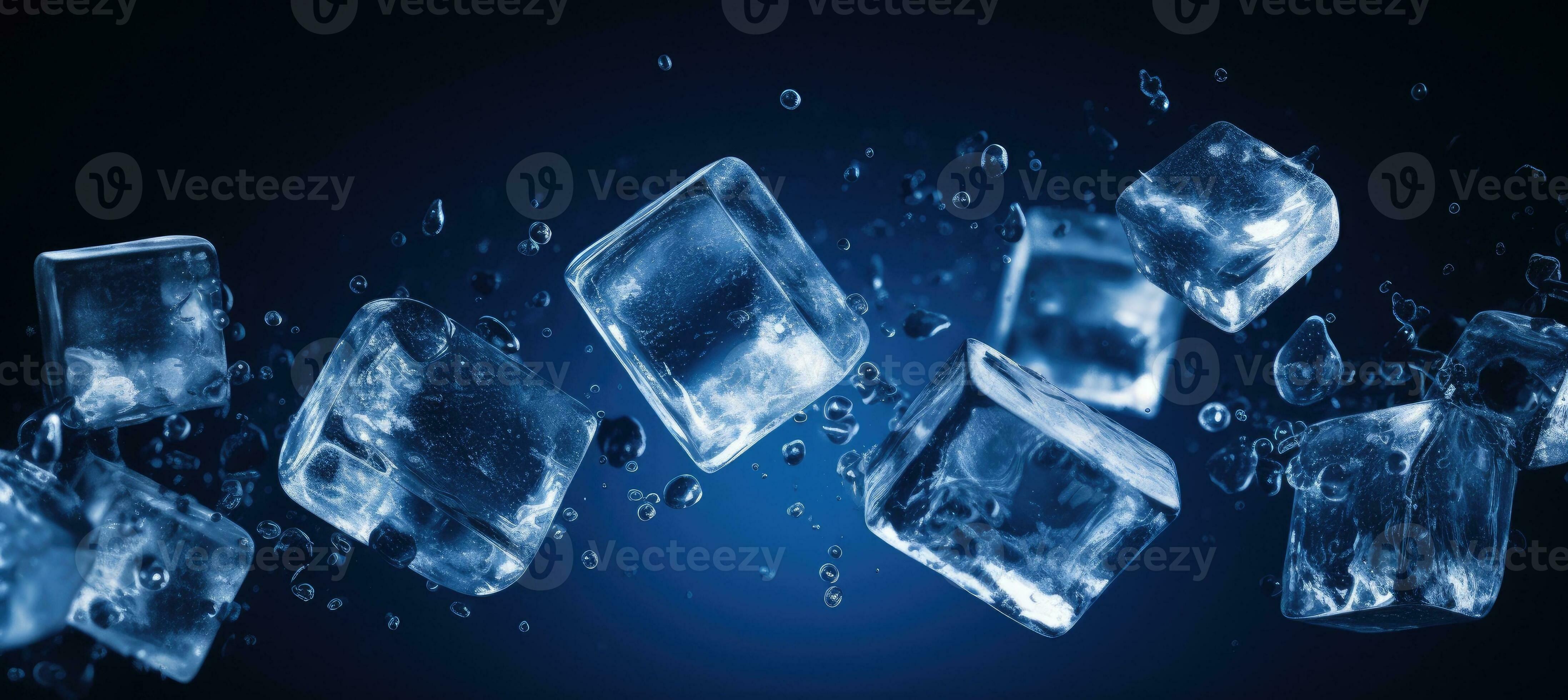 Ice cubes on a dark blue background. 26781452 Stock Photo at Vecteezy