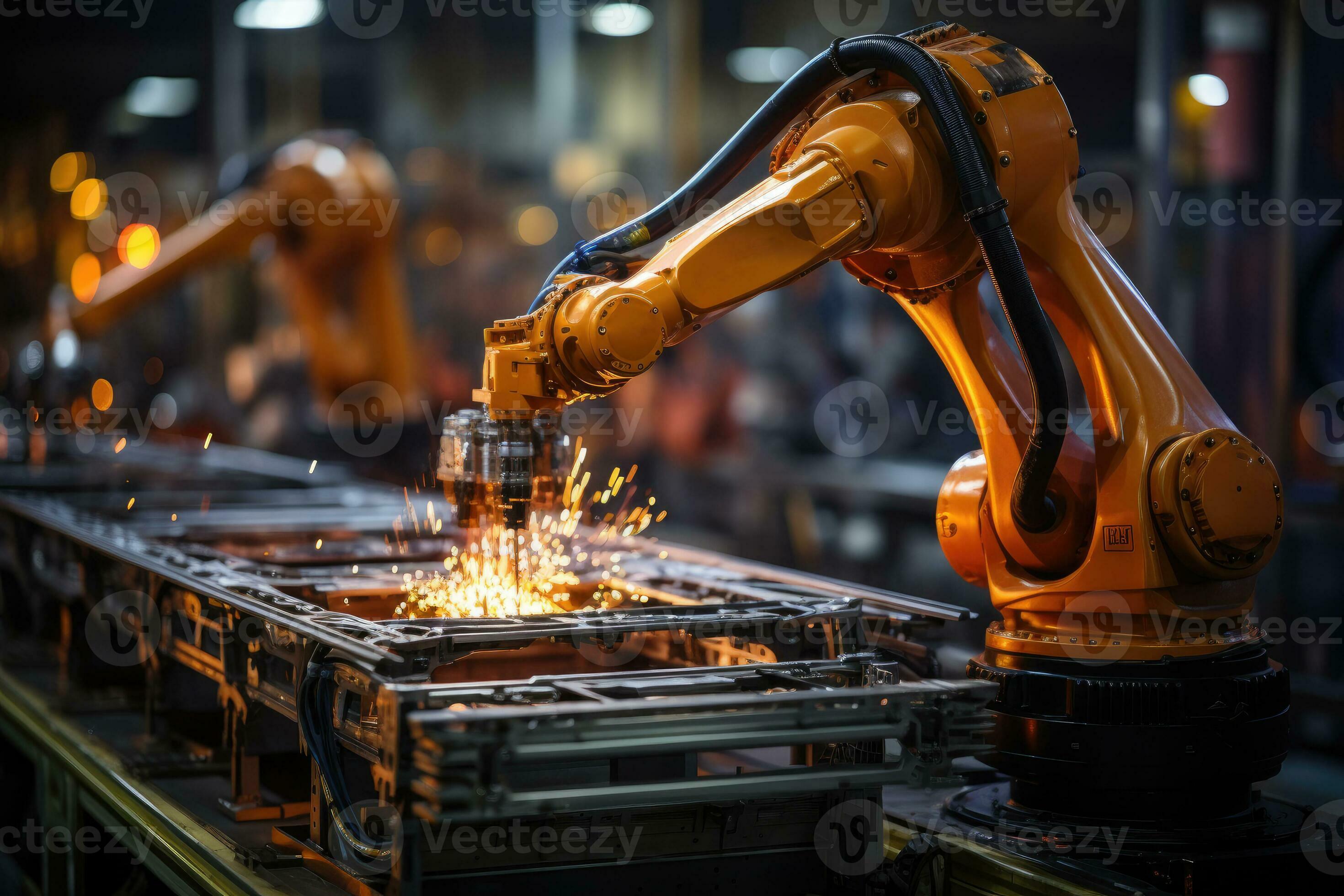 Robotic Arm For Electronic Assembly Line Smart Modern Factory Automation Using Advanced