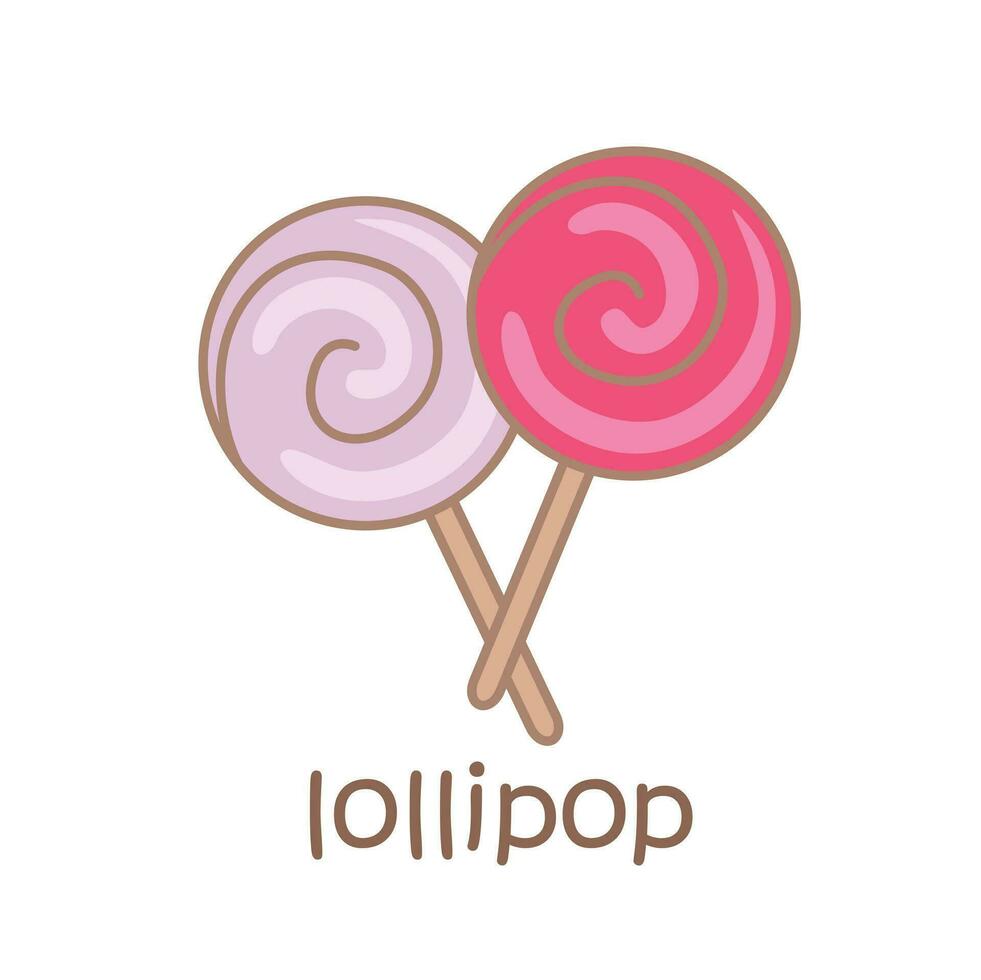 Alphabet L For Lollipop Vocabulary School lesson Cartoon Illustration ...