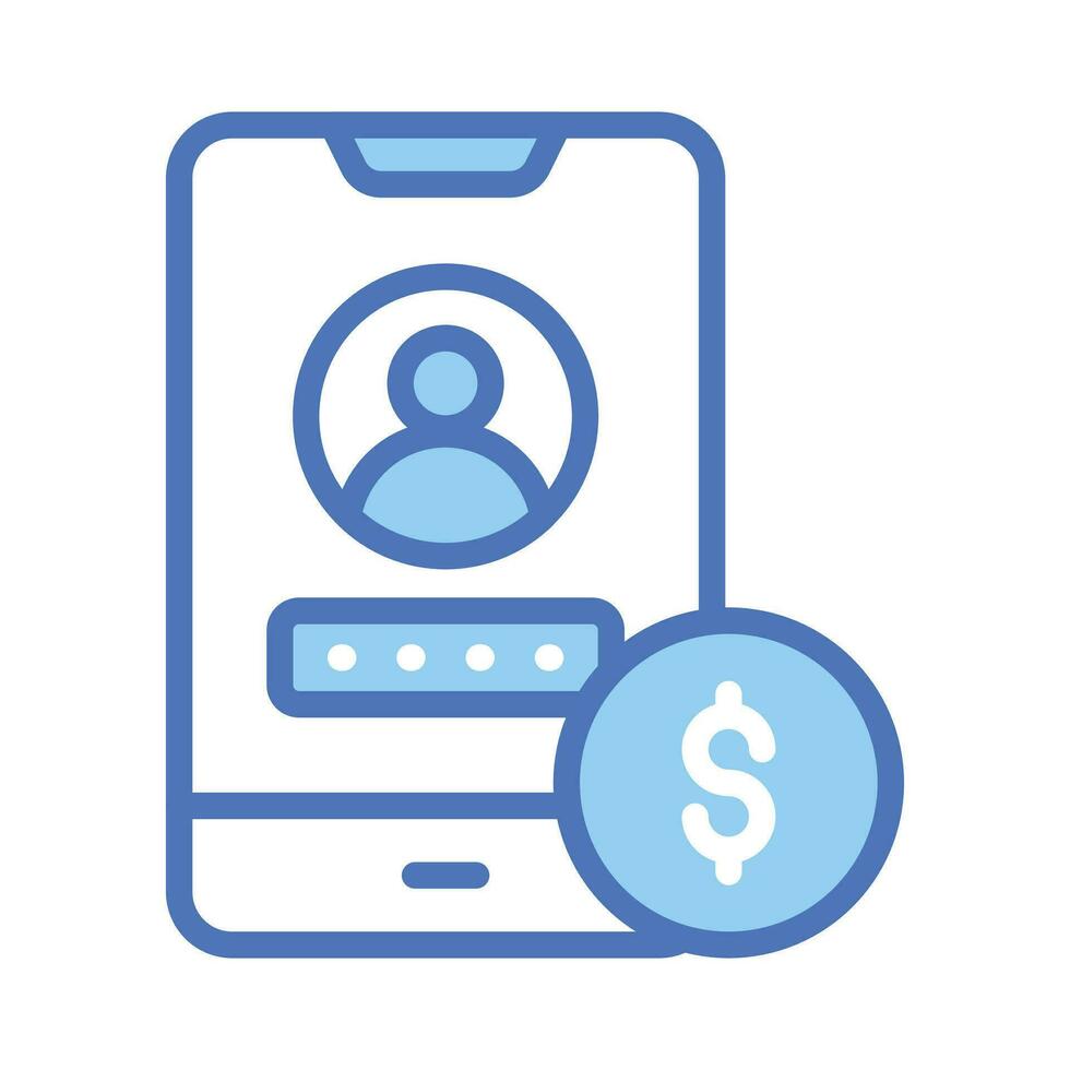 User and password inside mobile with dollar denoting concept icon of banking app, ready for ...