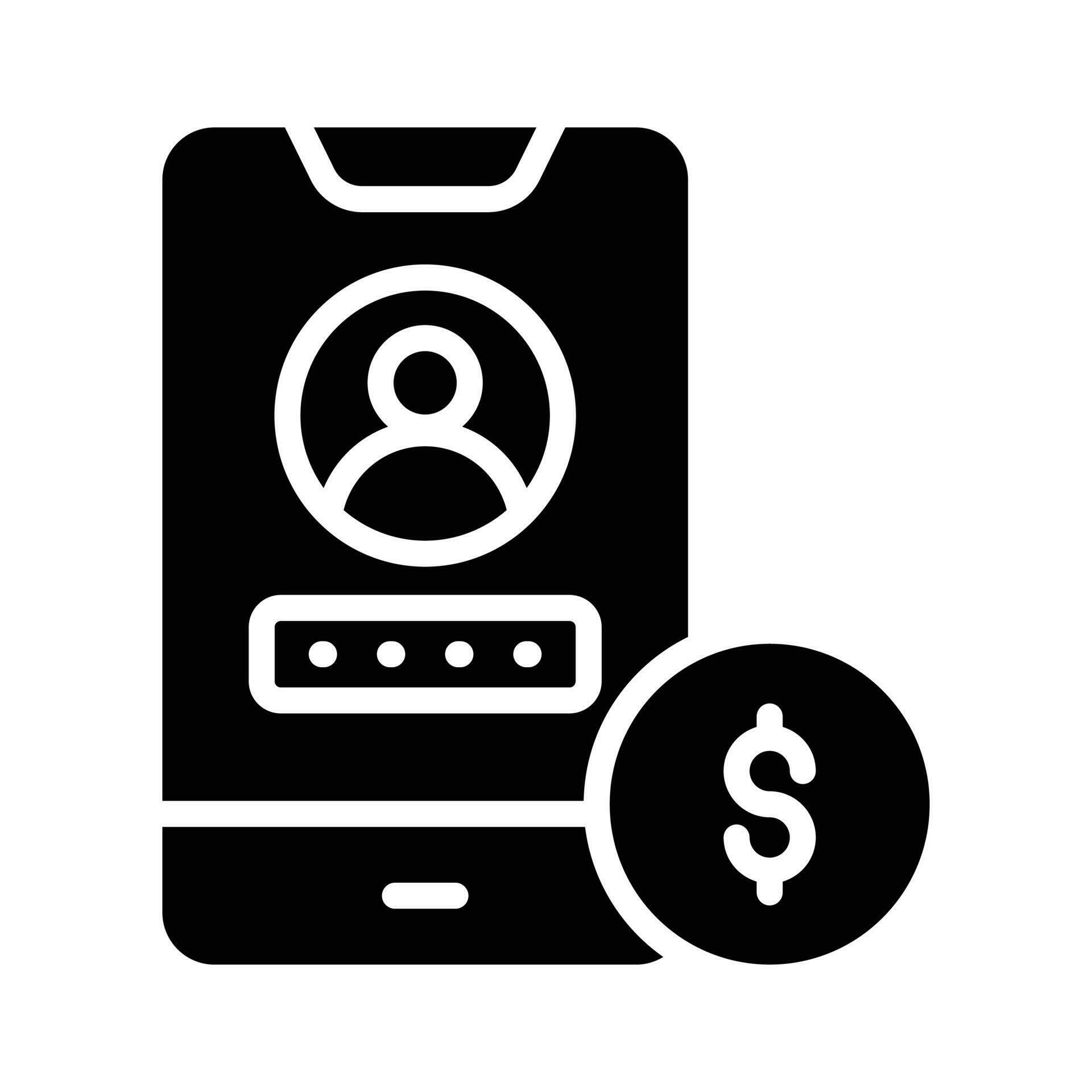 User and password inside mobile with dollar denoting concept icon of banking app, ready for ...