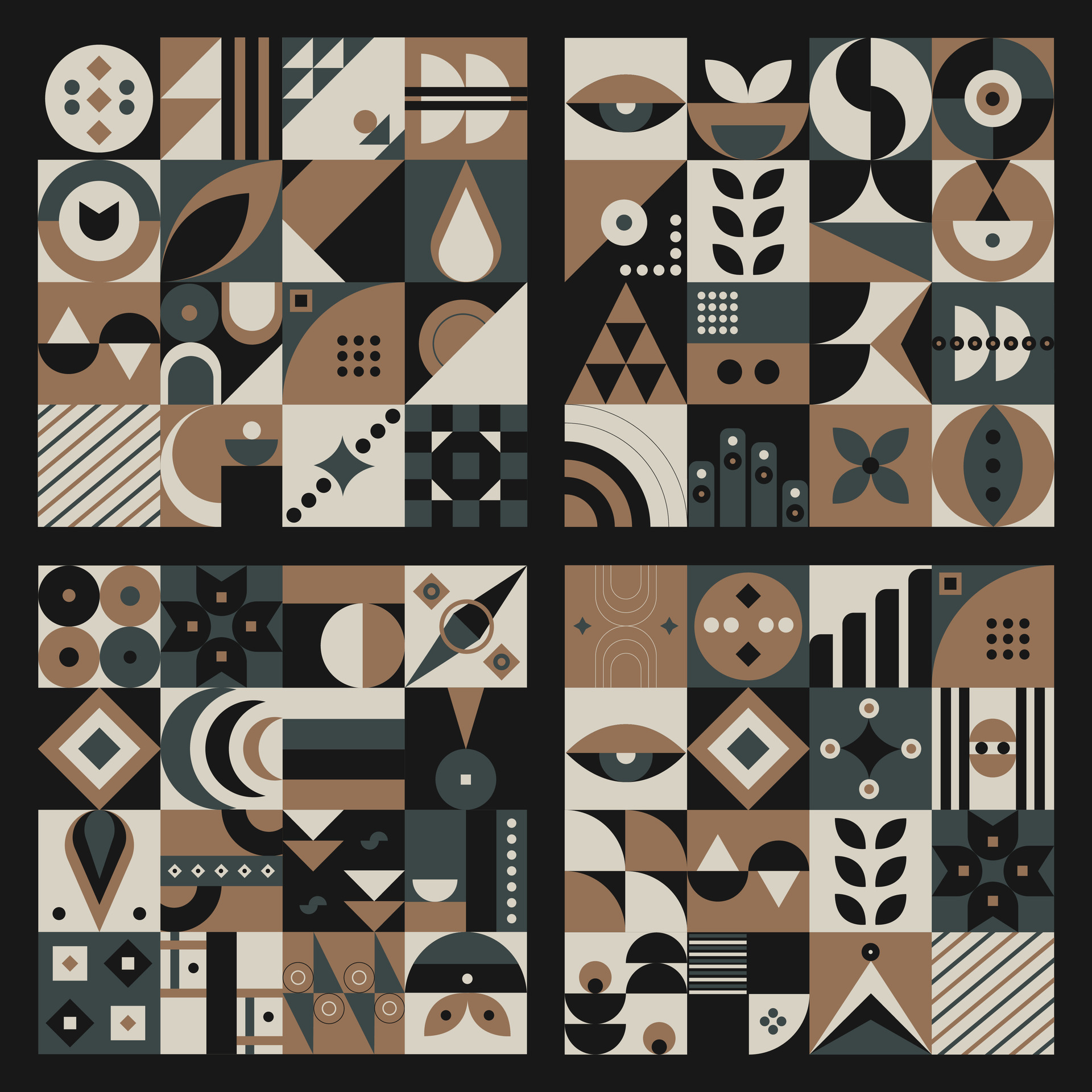 Set Abstract Geometric Pattern Design In Retro Style Vector Illustration 26786700 Vector Art