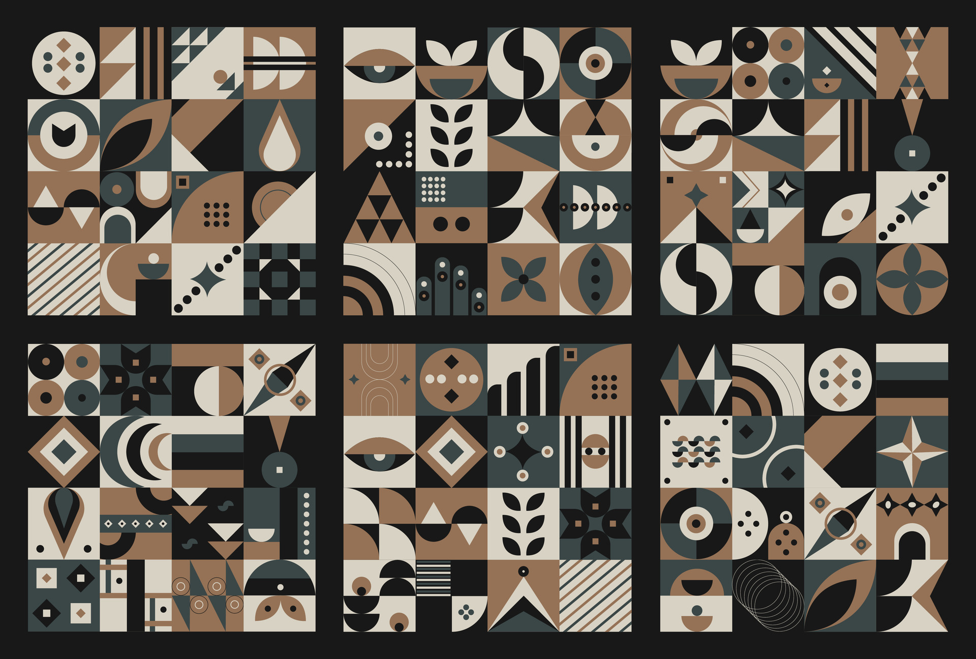 Set Abstract Geometric Pattern Design In Retro Style Vector Illustration 26786711 Vector Art