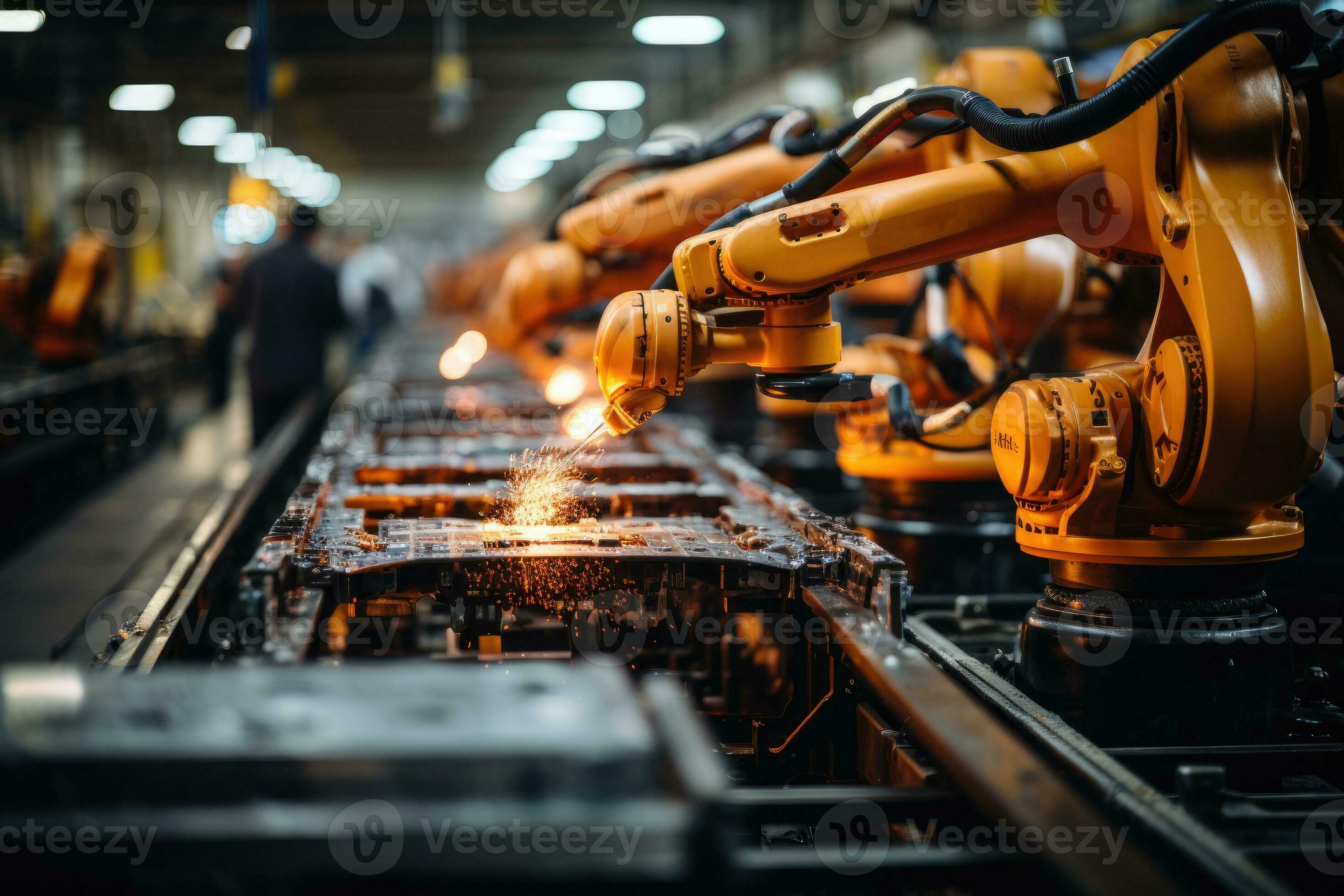 Robotic Arm For Electronic Assembly Line Smart Modern Factory Automation Using Advanced