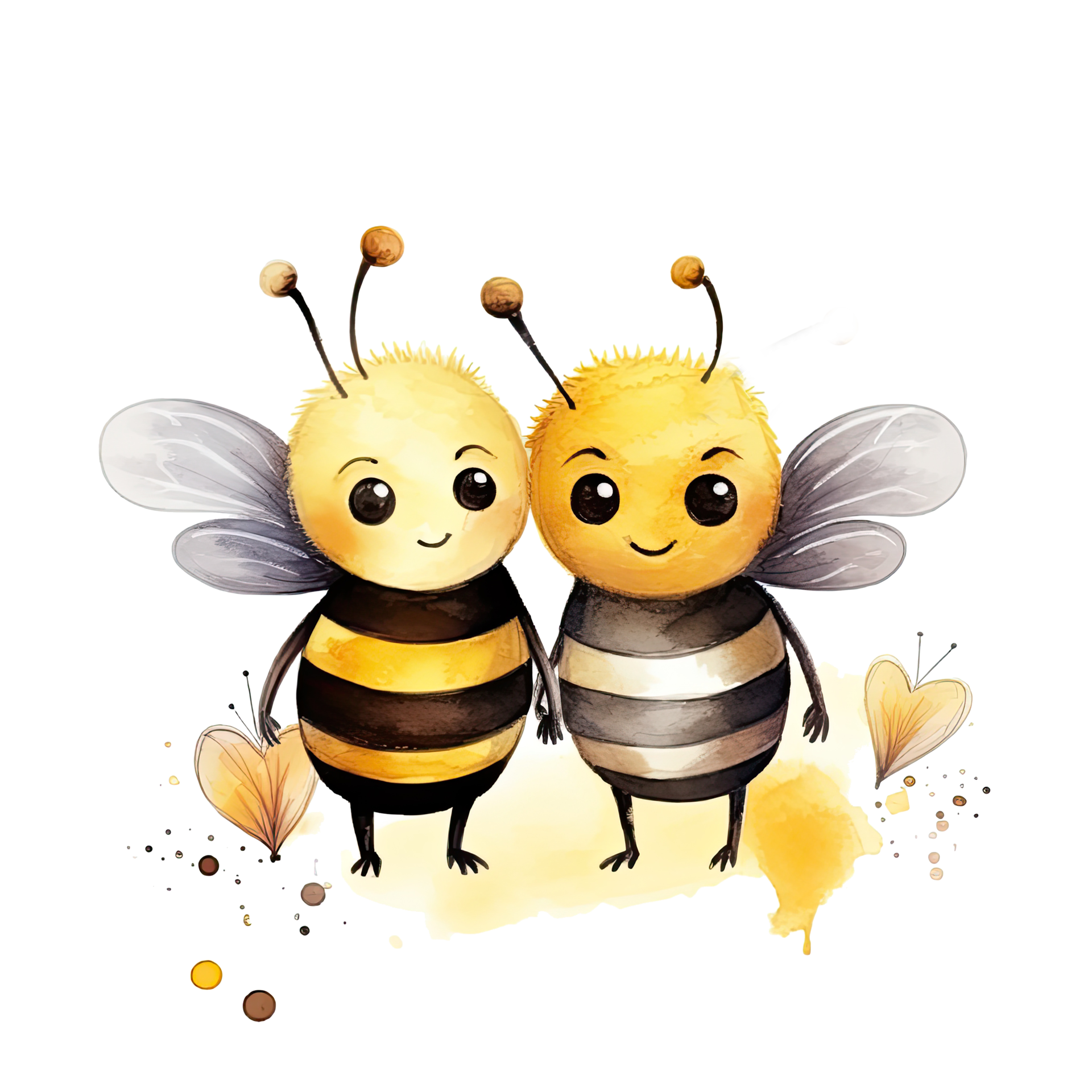 Cute Watercolor Bee Couple Illustration 26791521 Png