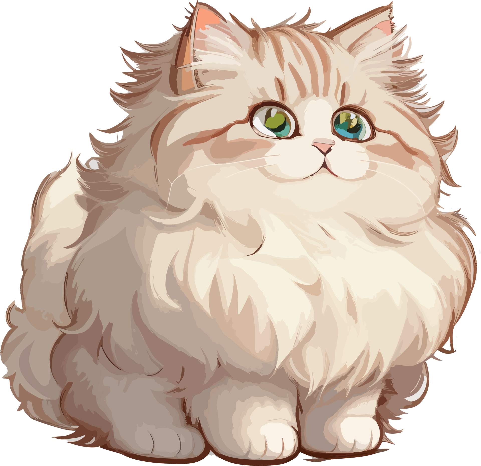 Cute Fluffy Ragamuffin Cat Cartoon Ai Generative 26792816 Png