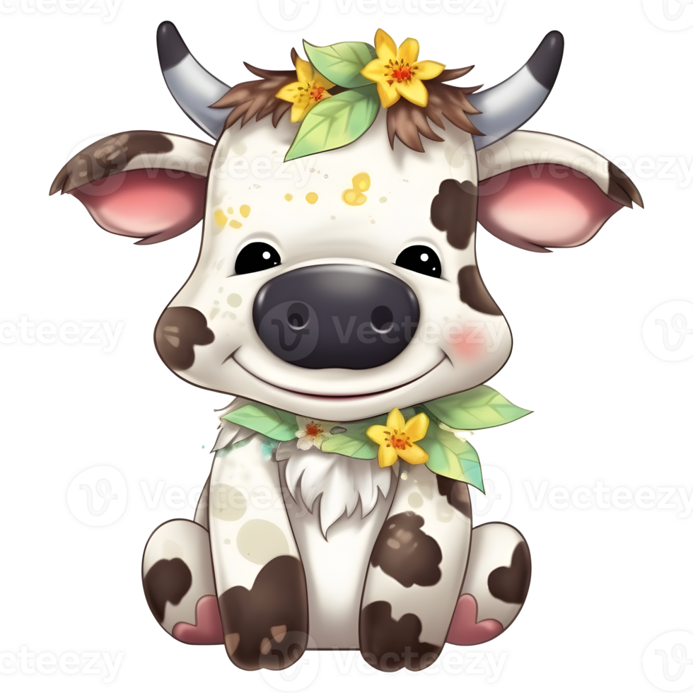Cute baby cow clipart on transparent background 26794046 PNG
