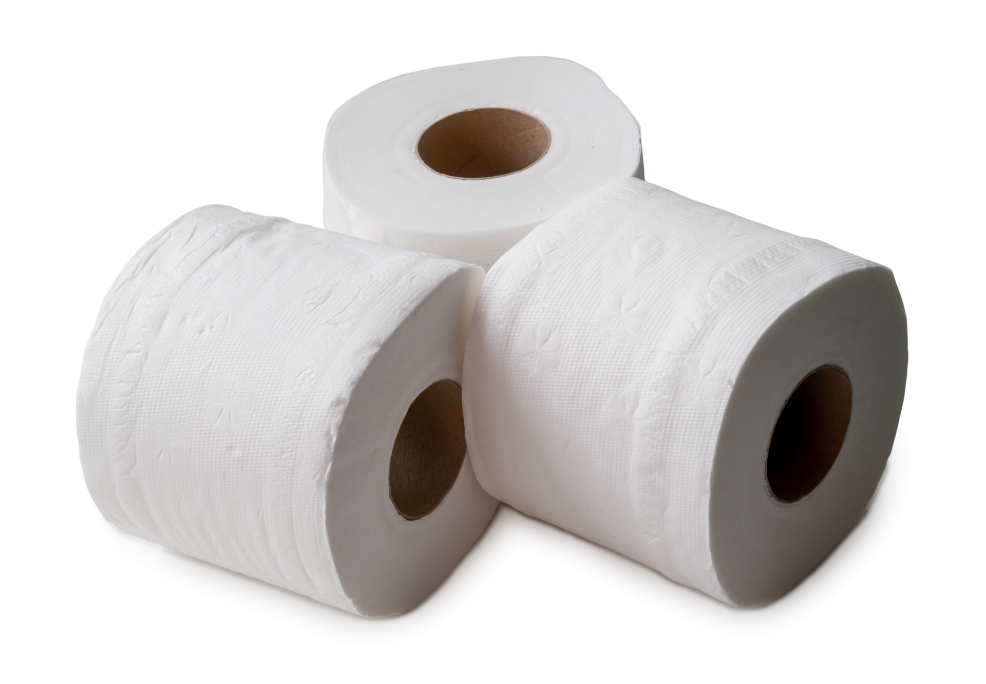 Tres rollos de blanco pañuelo de papel papel o servilleta aislado con ... Tres rollos de blanco pañuelo de papel papel o servilleta aislado con ...