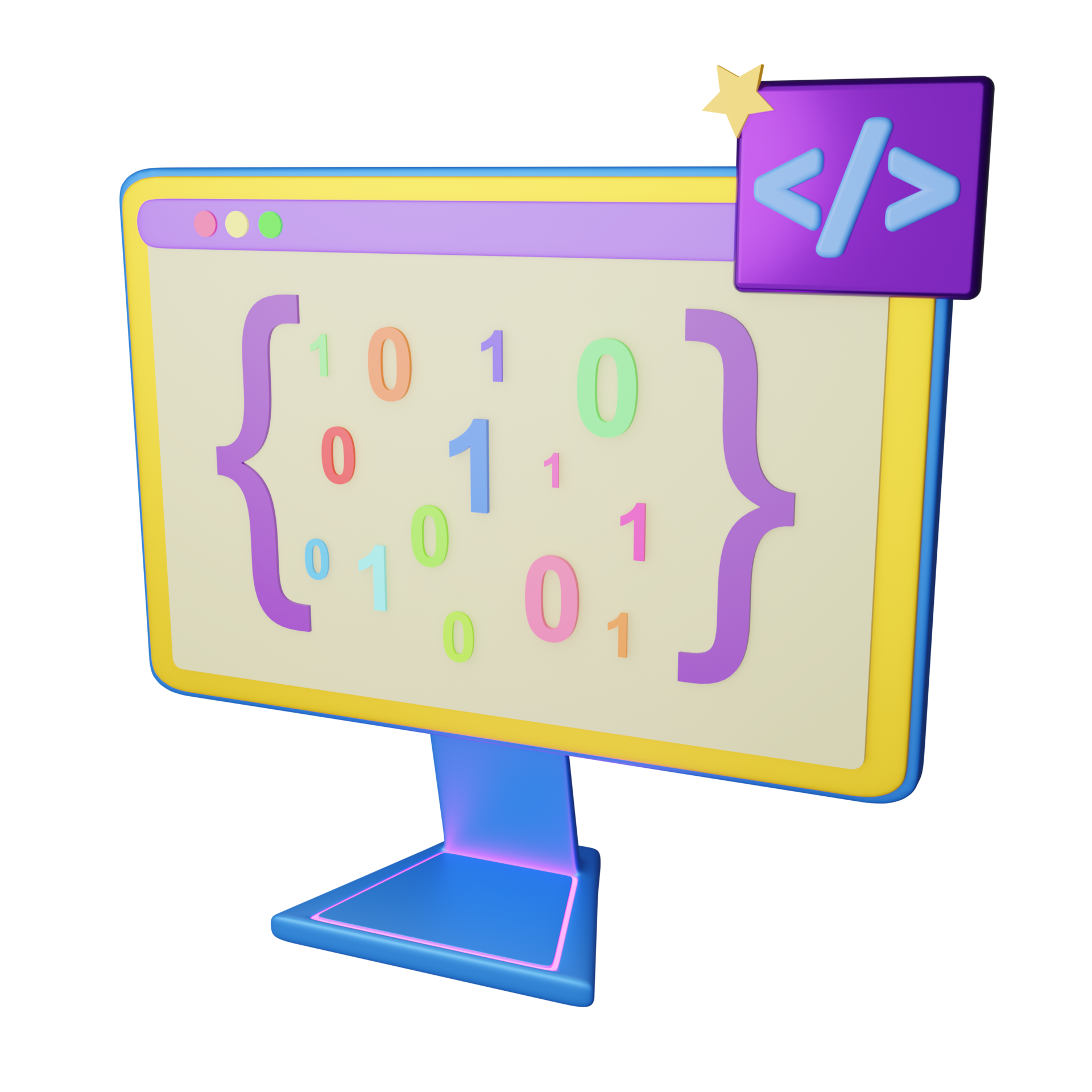 Coding in desktop 3d render AI robot icon 26797685 PNG