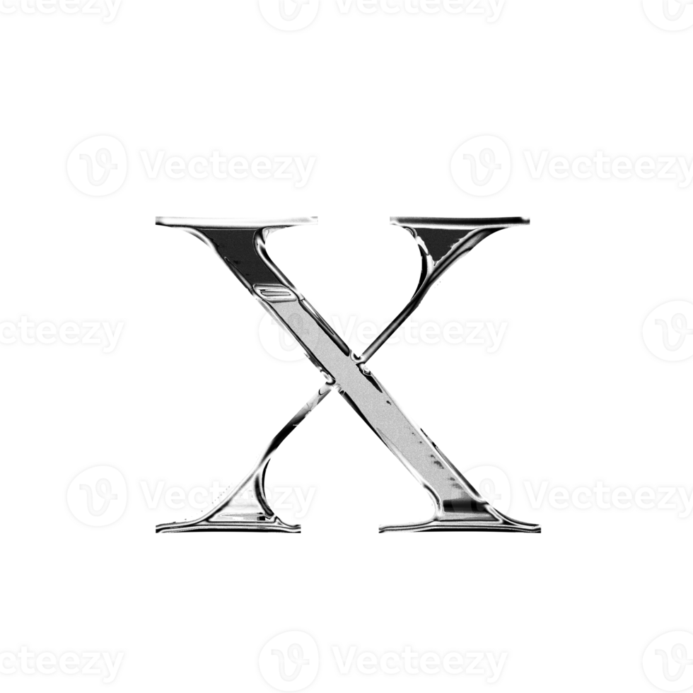 X silver metallic luxury chrome alphabet font 26799103 PNG