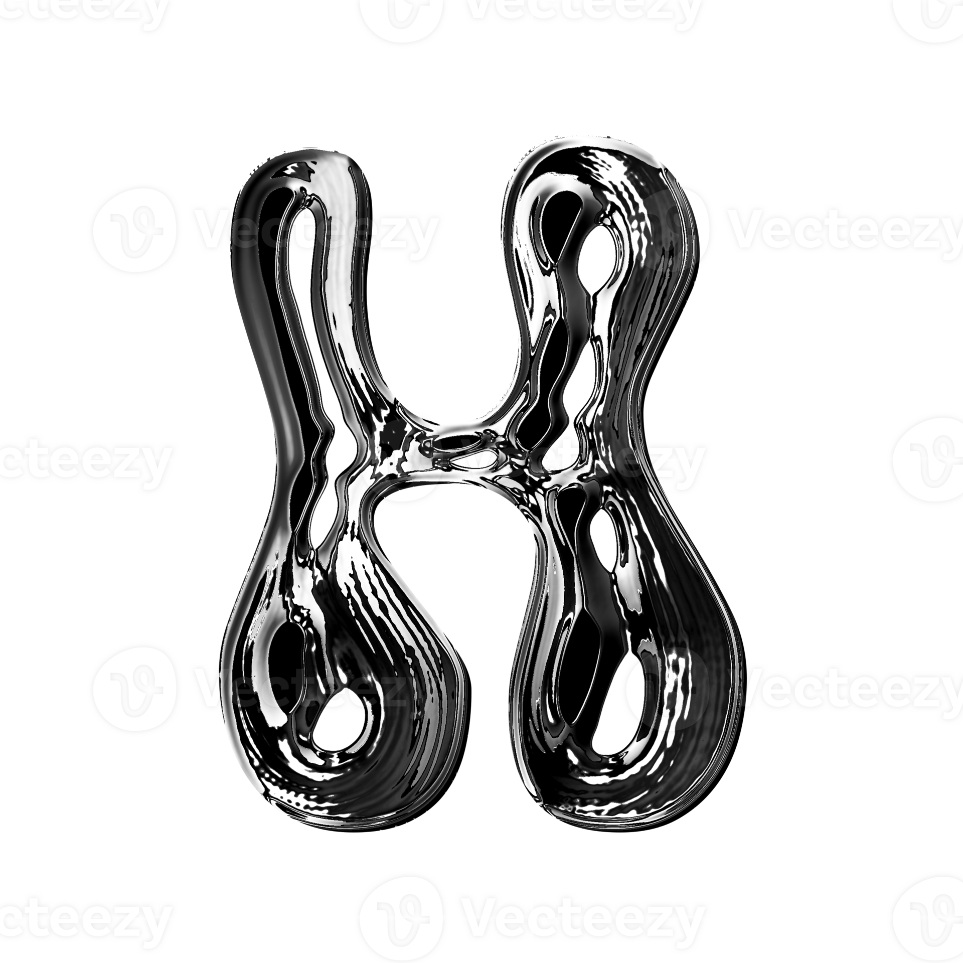 H alphabet with y2k liquid metallic chrome effect 26799215 PNG