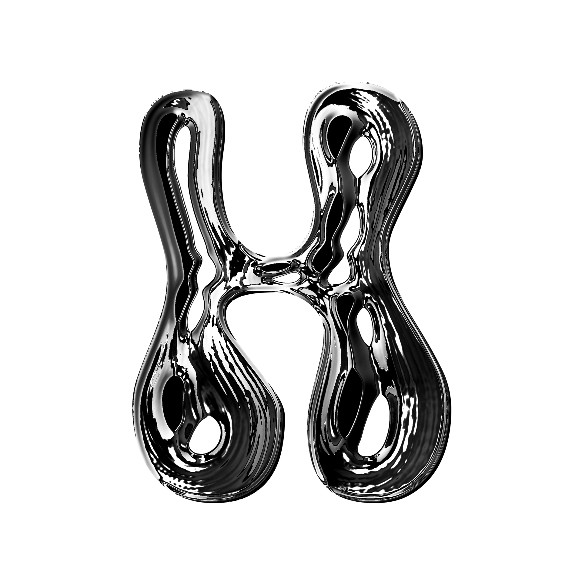 H alphabet with y2k liquid metallic chrome effect 26799215 PNG