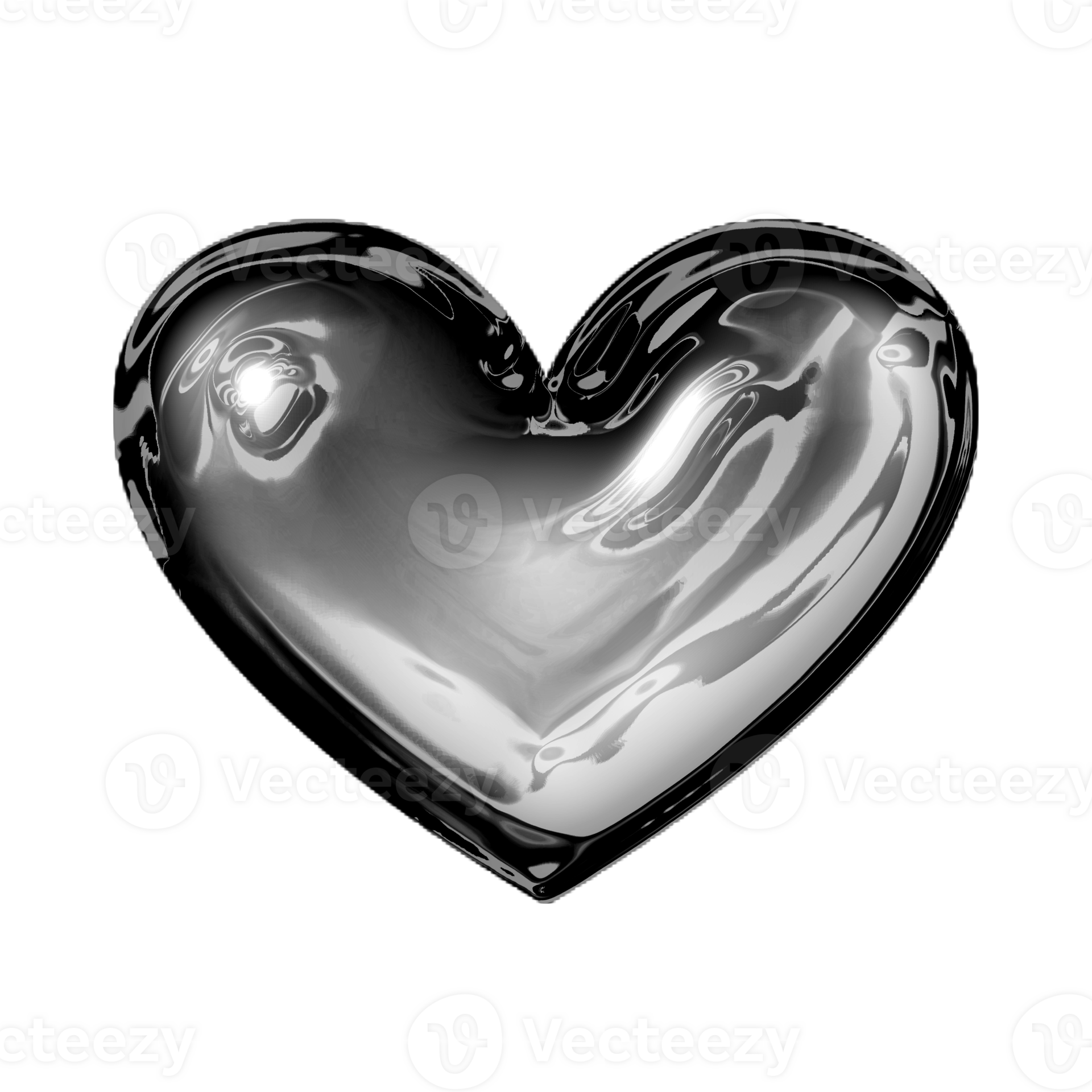 Heart Y2K element with chrome metallic 3d effect 26799263 PNG