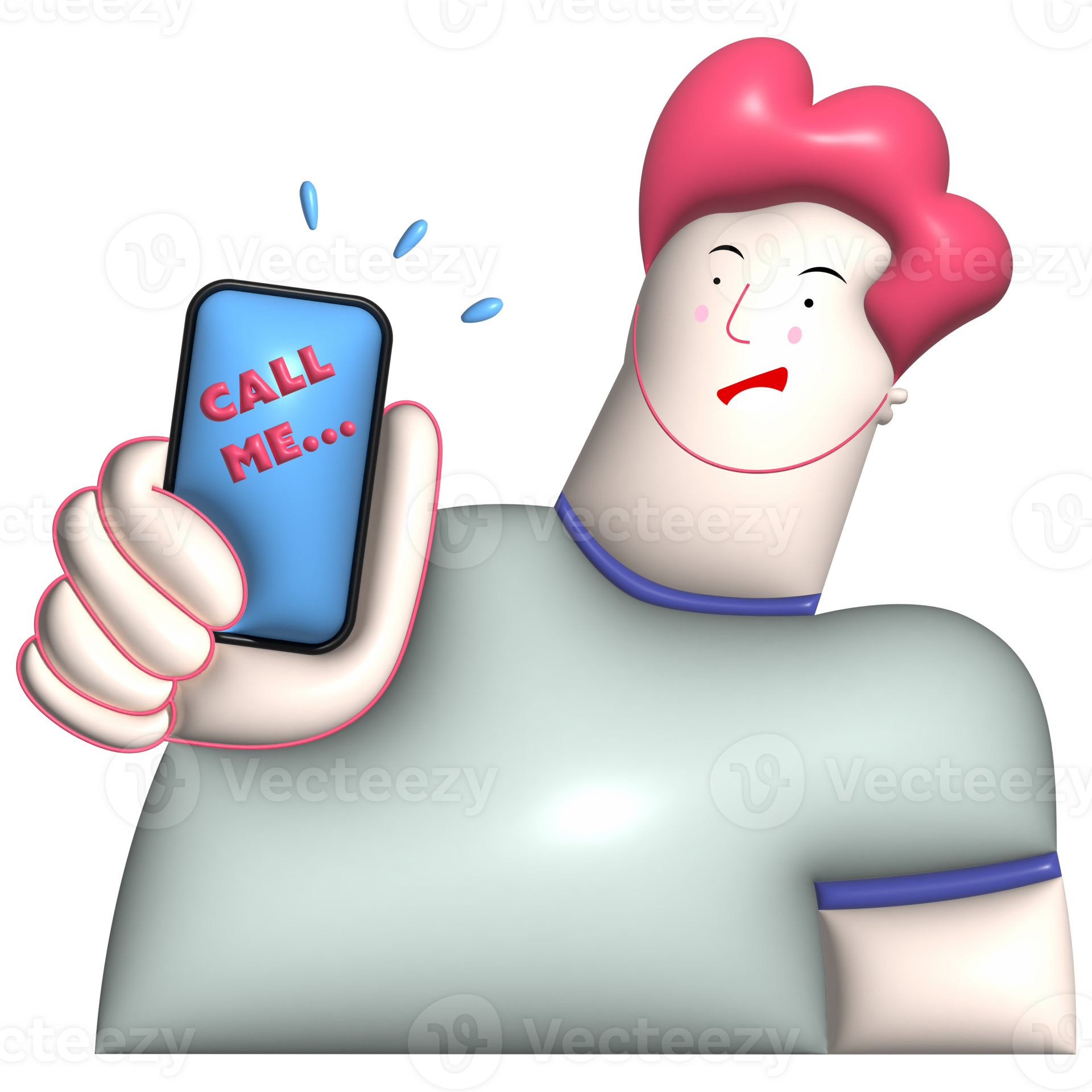 Call me cartoon man gesture 3d 26803559 PNG