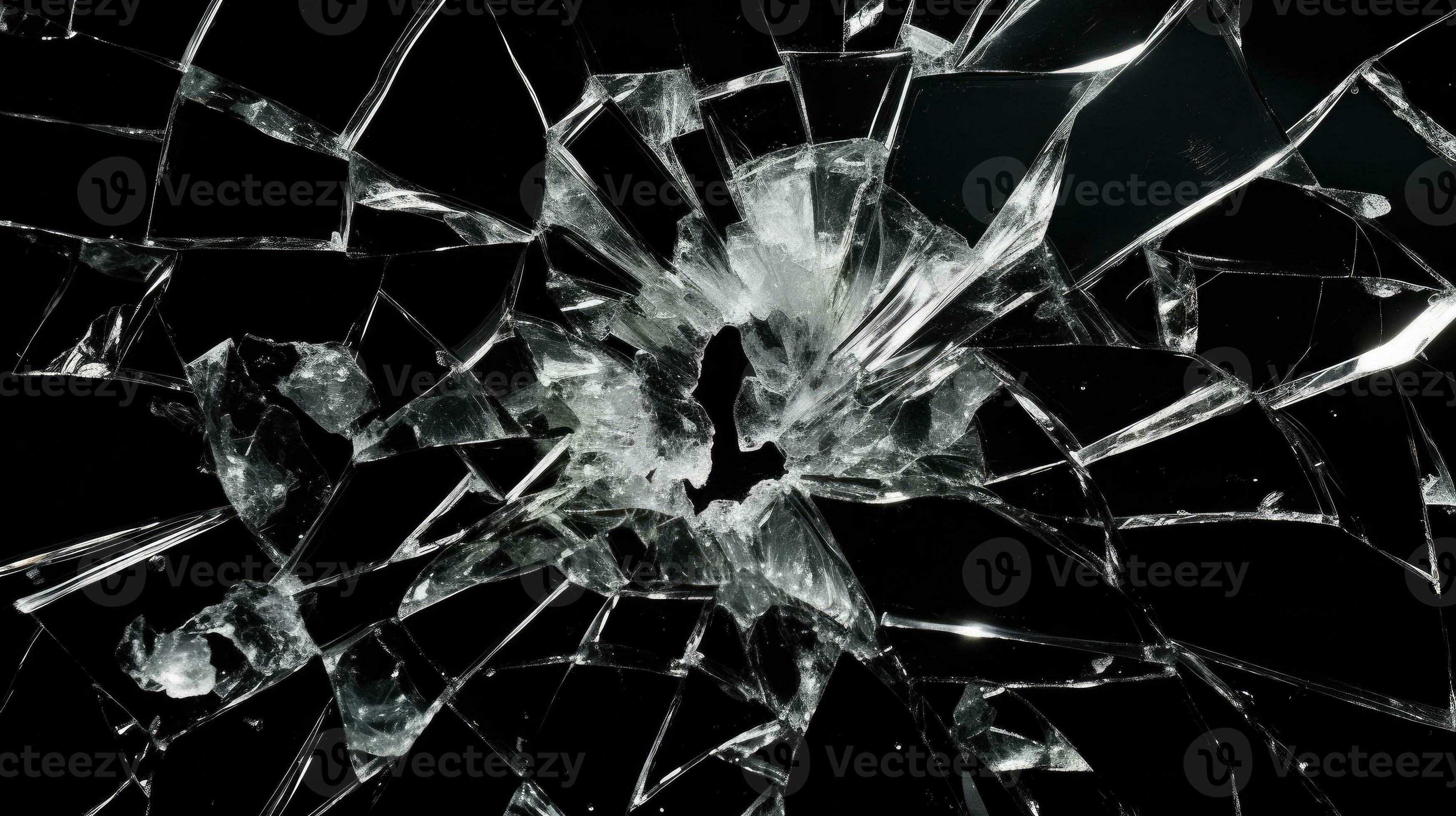 Broken Glass Pile Pieces Texture And Background In Black Light Cracked Window Effect