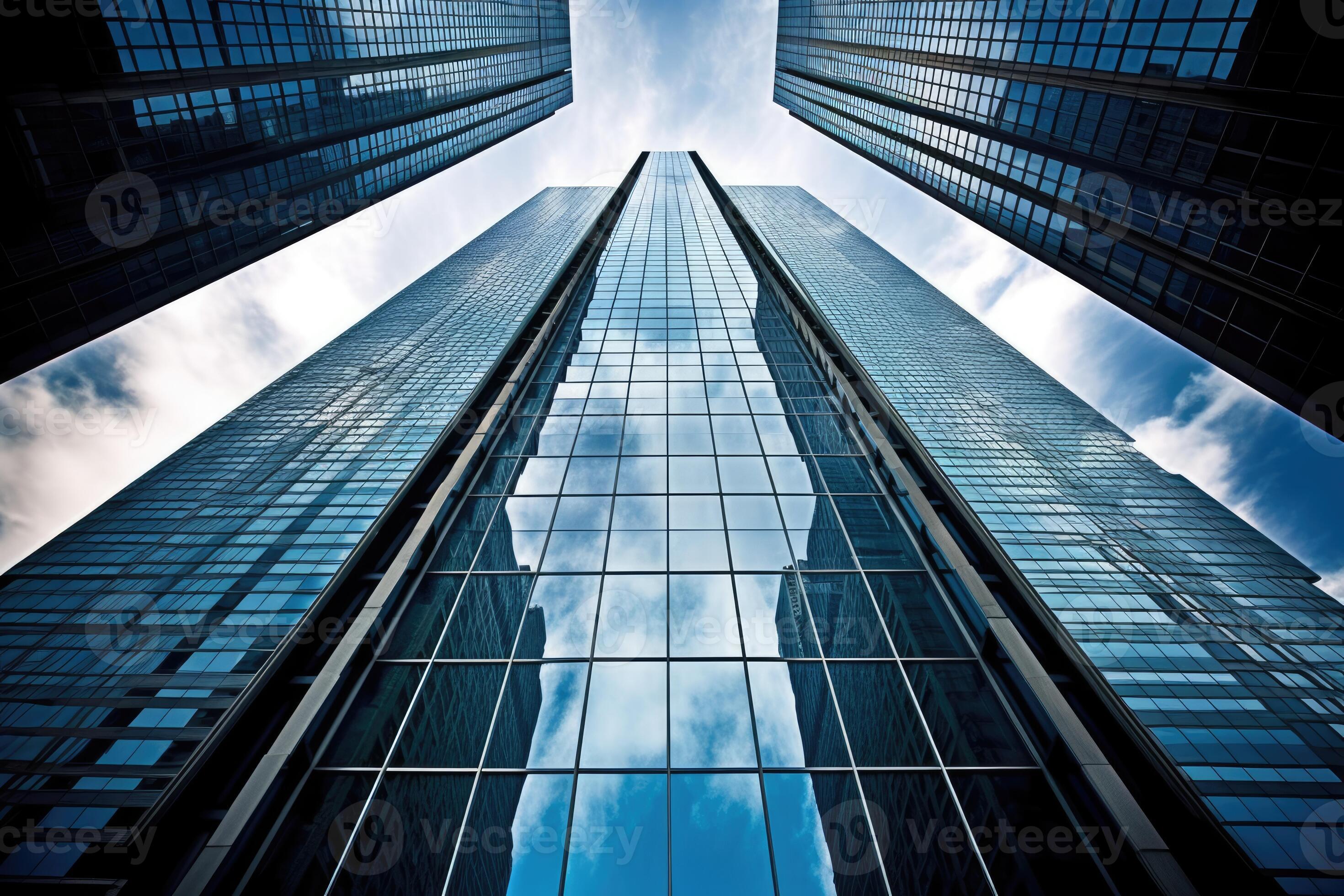 The magnificence of a towering skyscraper from a unique worm's - eye ... The magnificence of a towering skyscraper from a unique worm's - eye ...