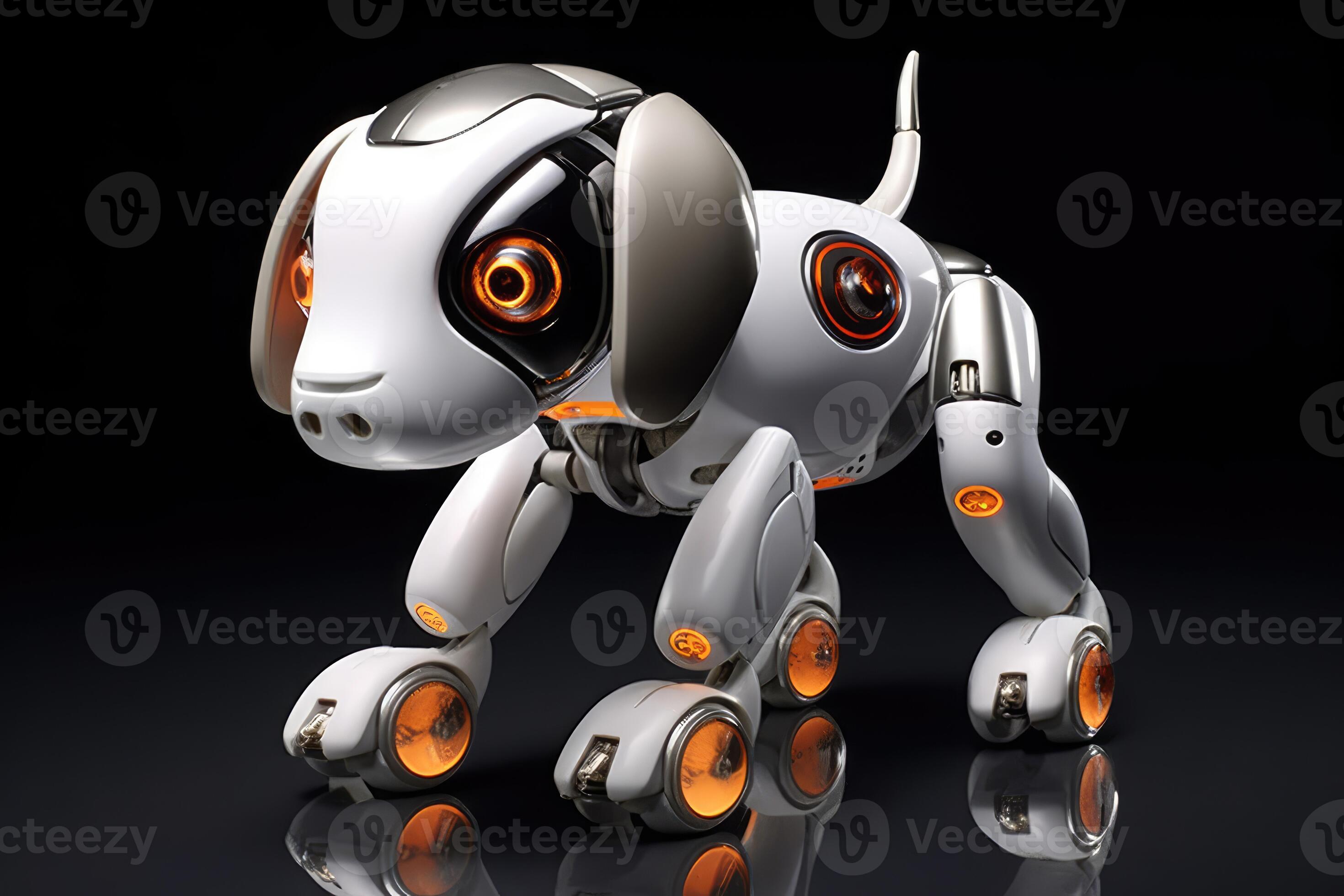 Close - up shot. A futuristic robot dog, combining advanced technology ...