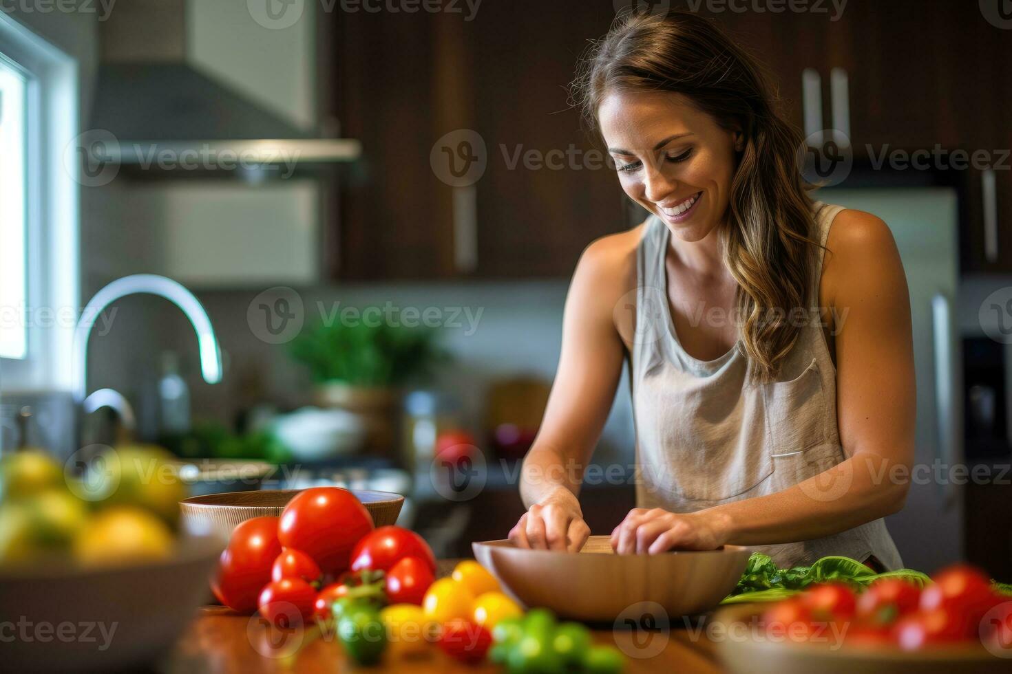 A Young Woman As She Experiments With Culinary Delights In Her Kitchen