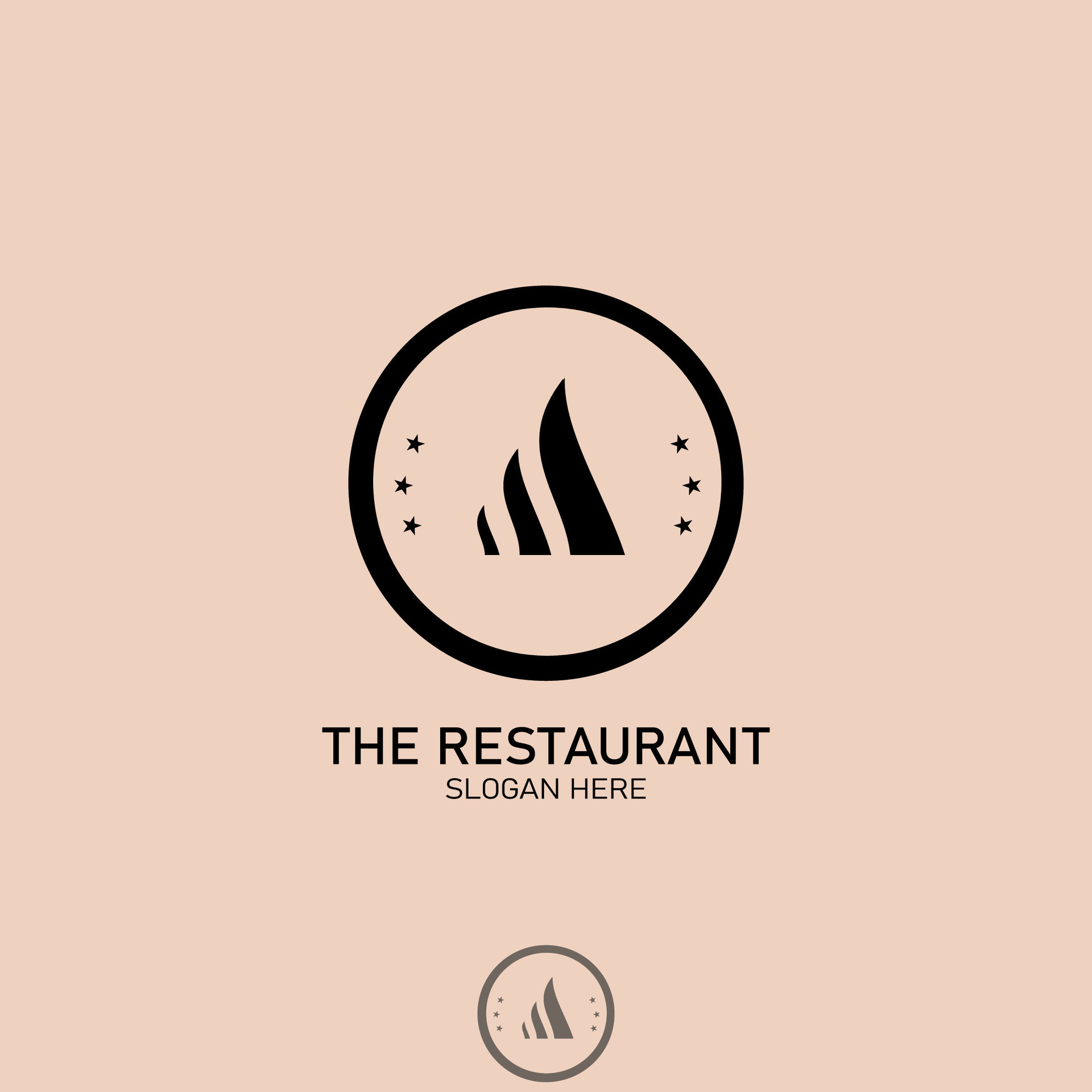 restaurant logo with elegant black color, there is a star icon and a 3 ...