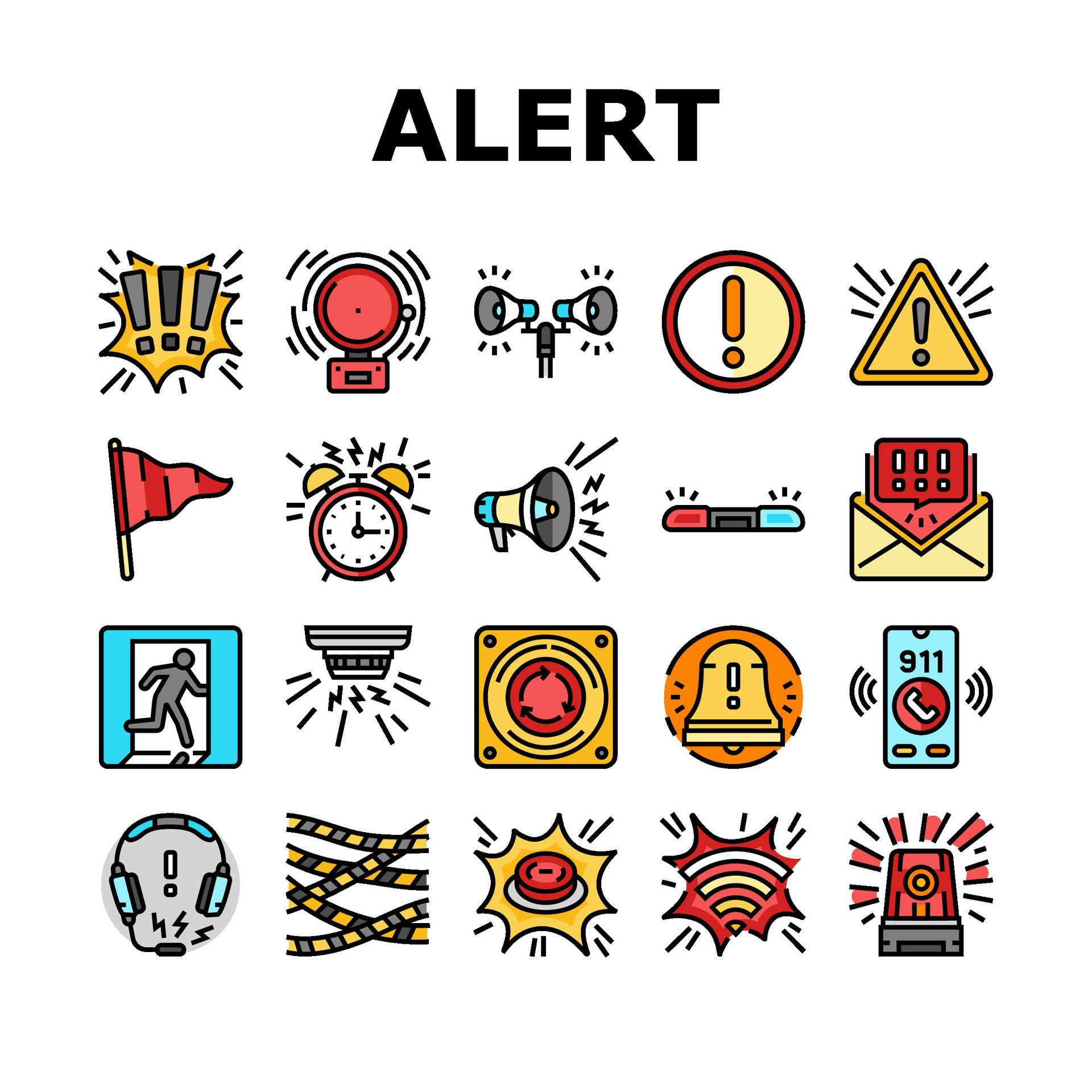 Alert Attention Signal Caution Icons Set Vector 26819577 Vector Art At