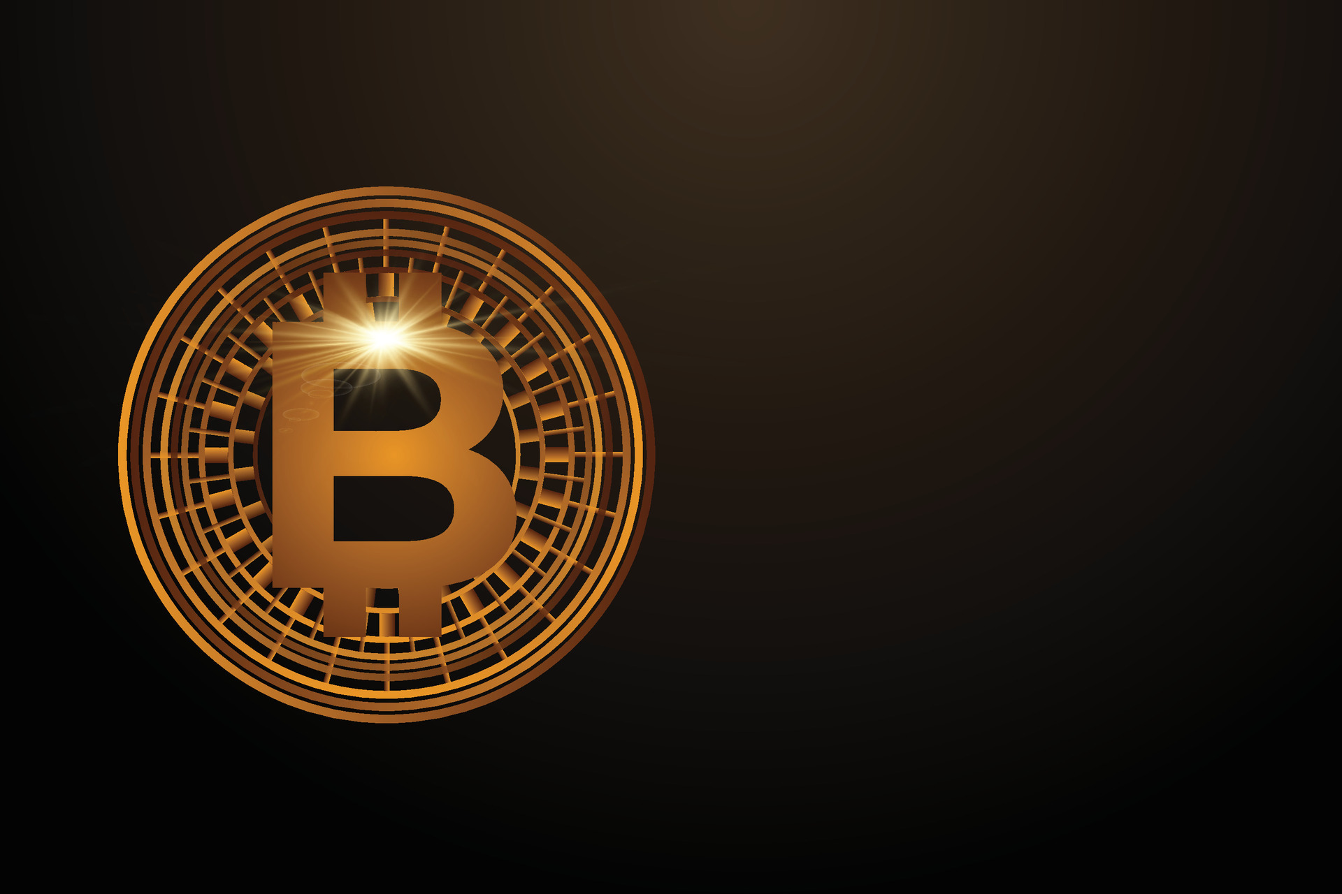 Glowing Golden Bitcoin Currency Digital Economy And Financial Bit