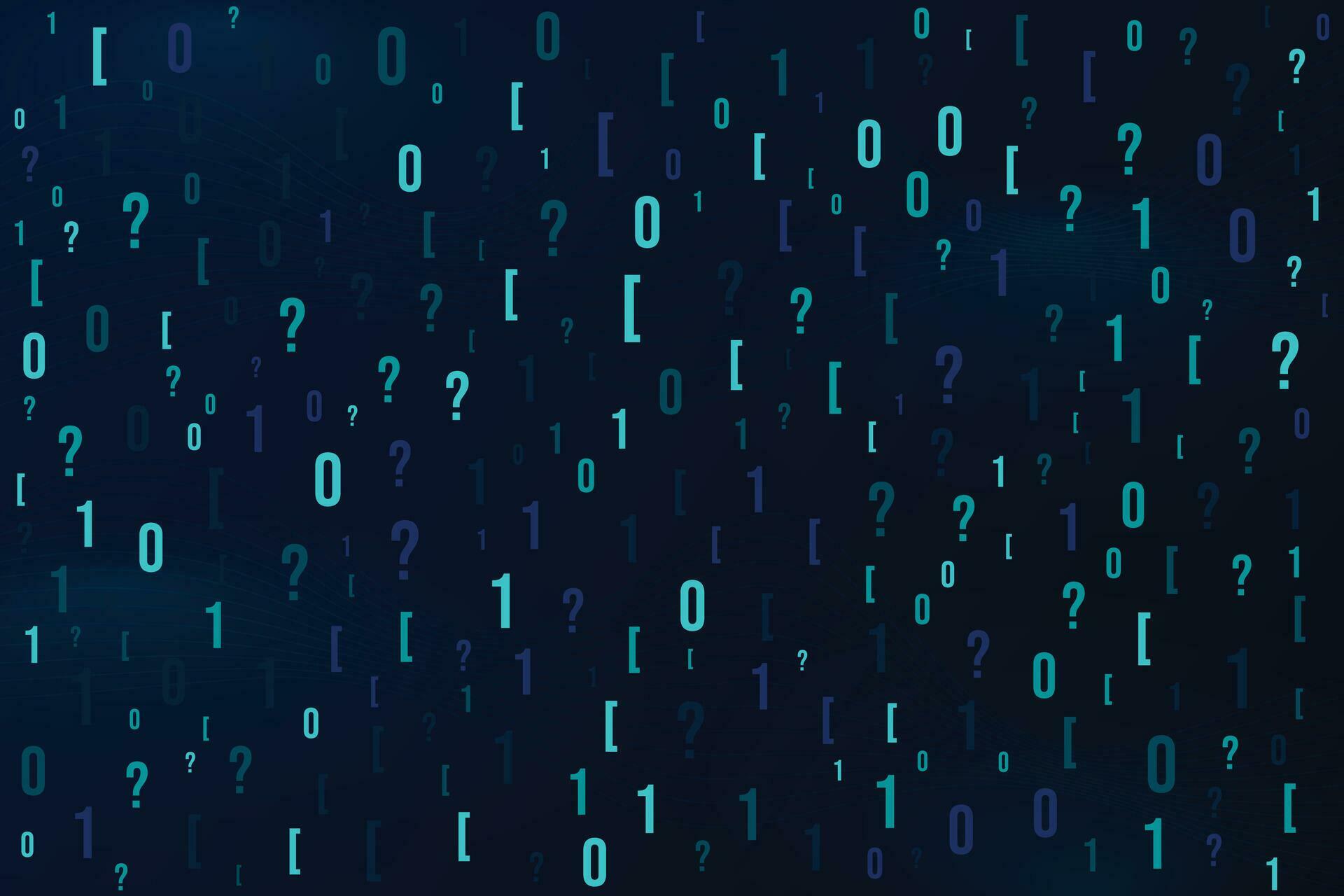 Binary Number Blockchain Random Pattern On Dark Blue Gradient Background With Wave Lines