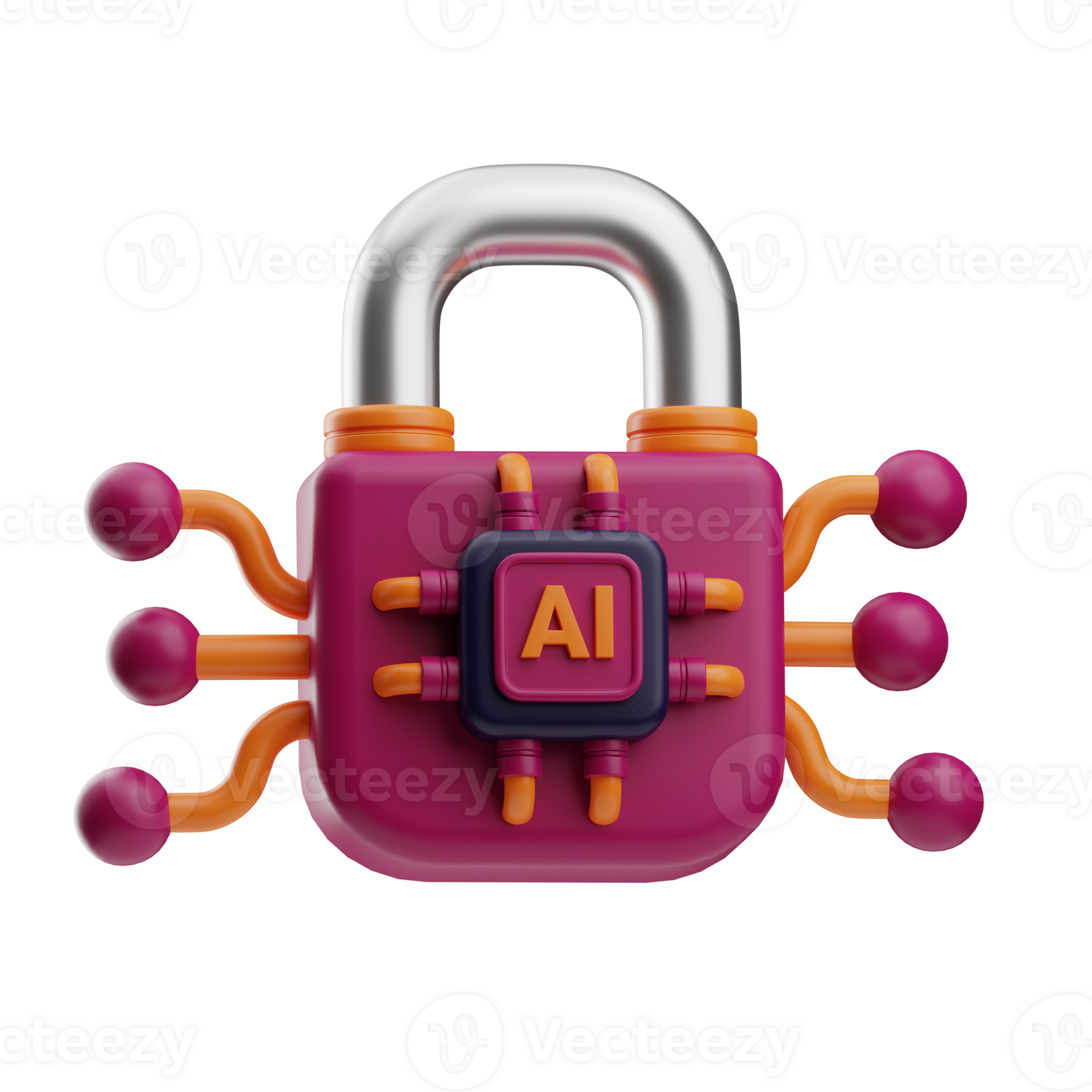 Artificial intelligence lock illustration 3d 26823950 PNG