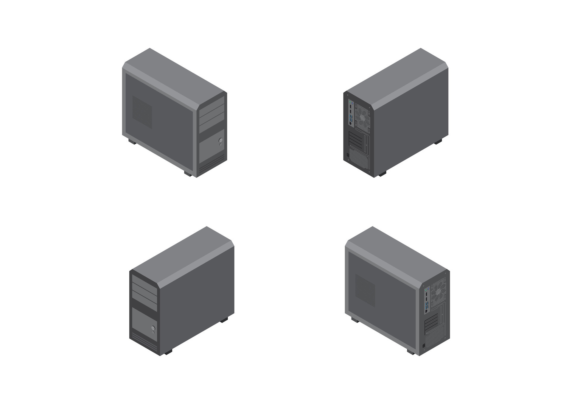 Isometric set of Computer case. illustrator vector. 26825713 Vector Art ...